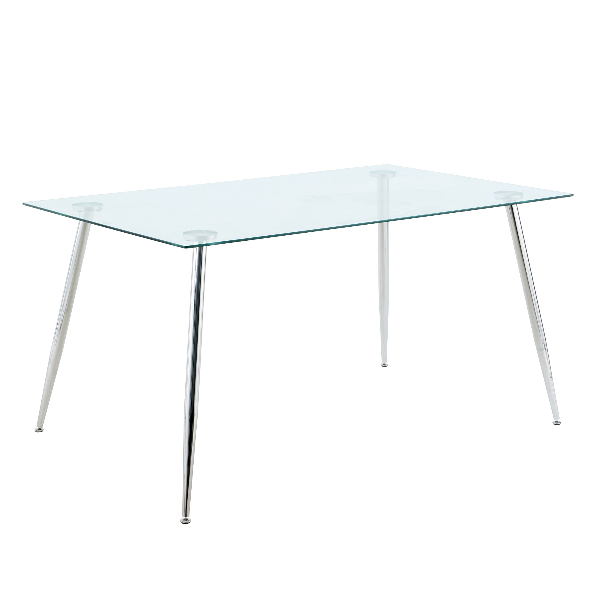 Modern Kitchen Glass Dining Table 63 Rectangular Tempered Glass Table 2526