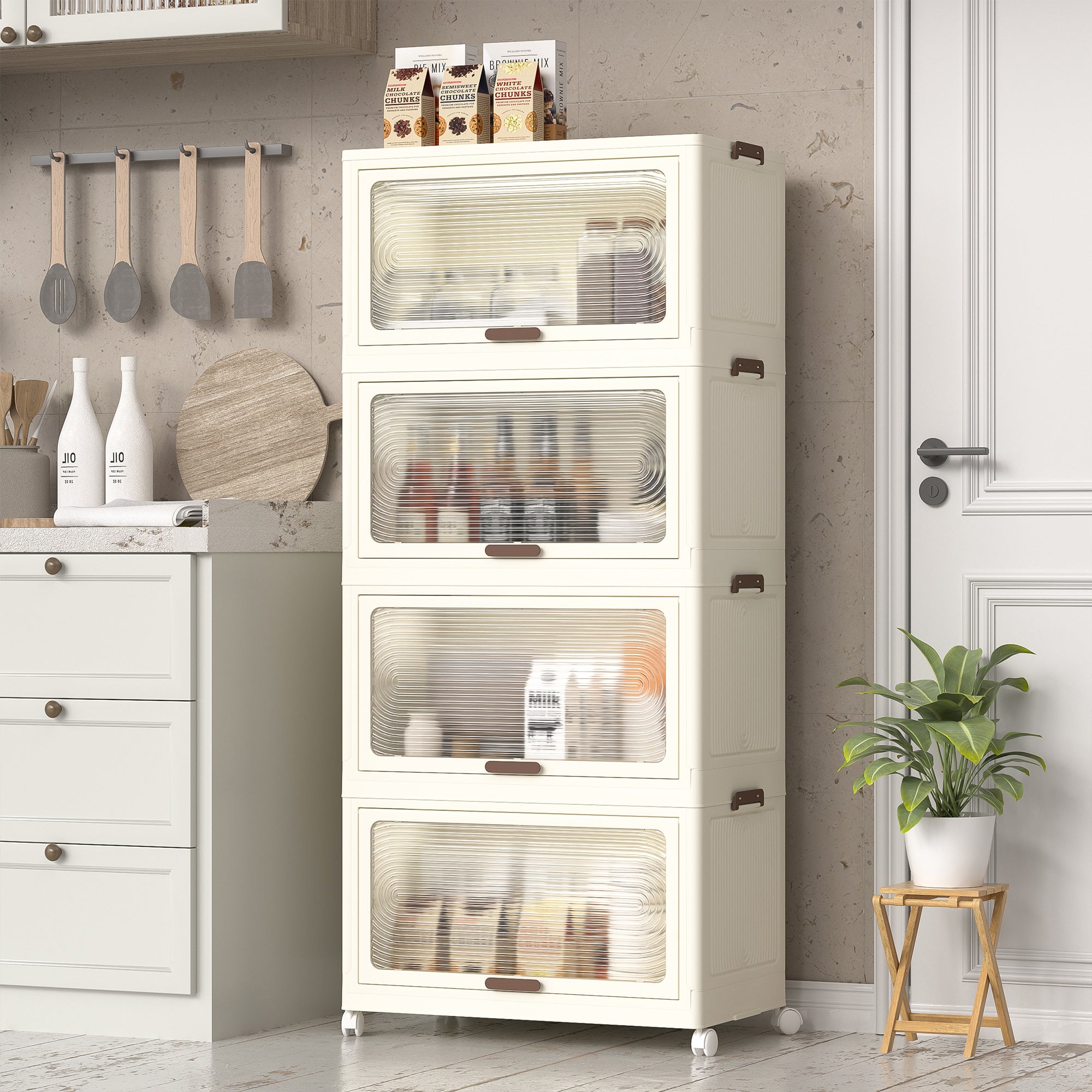 Shoe Tinana Plastic Storage Bins With Lids, 4 Tier 124qt Stackable ...