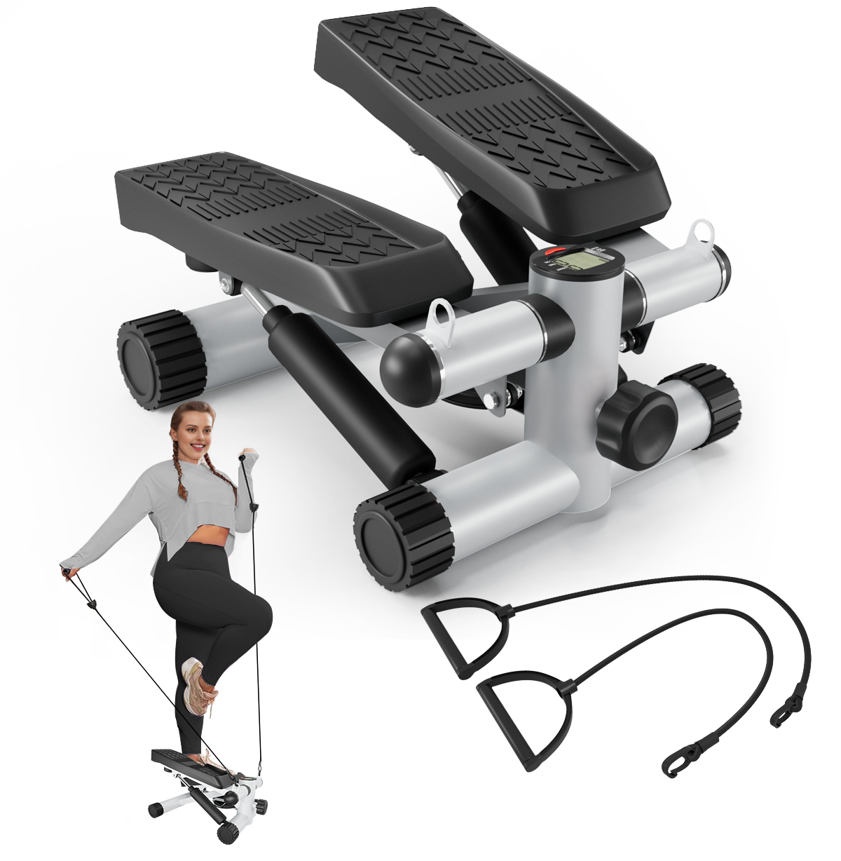 Steppers For Exercise, Stair Stepper With Resistance Bands, Mini Stepp