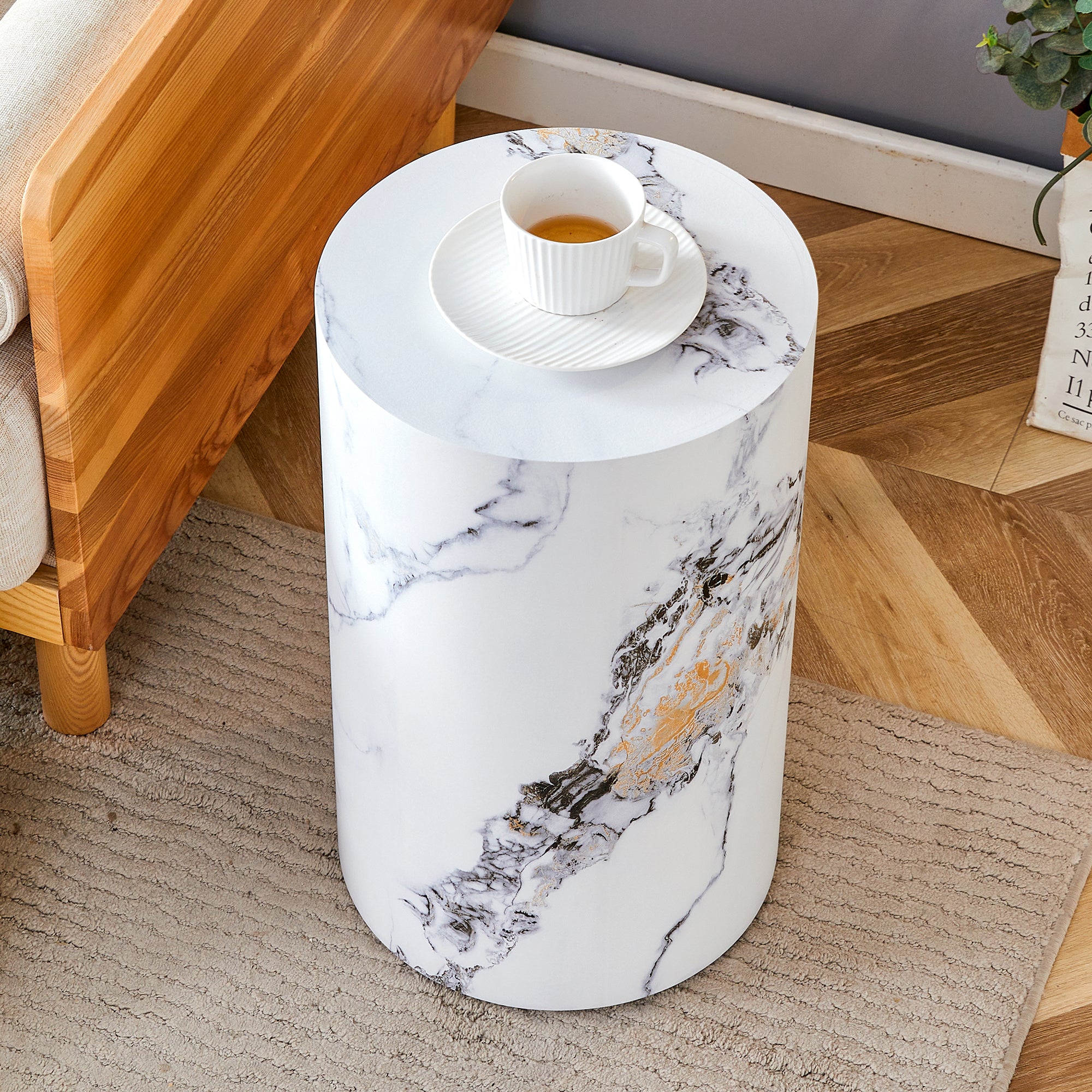 The Cylindrical Table With Its Patterned Design Can Be Easily Integrat