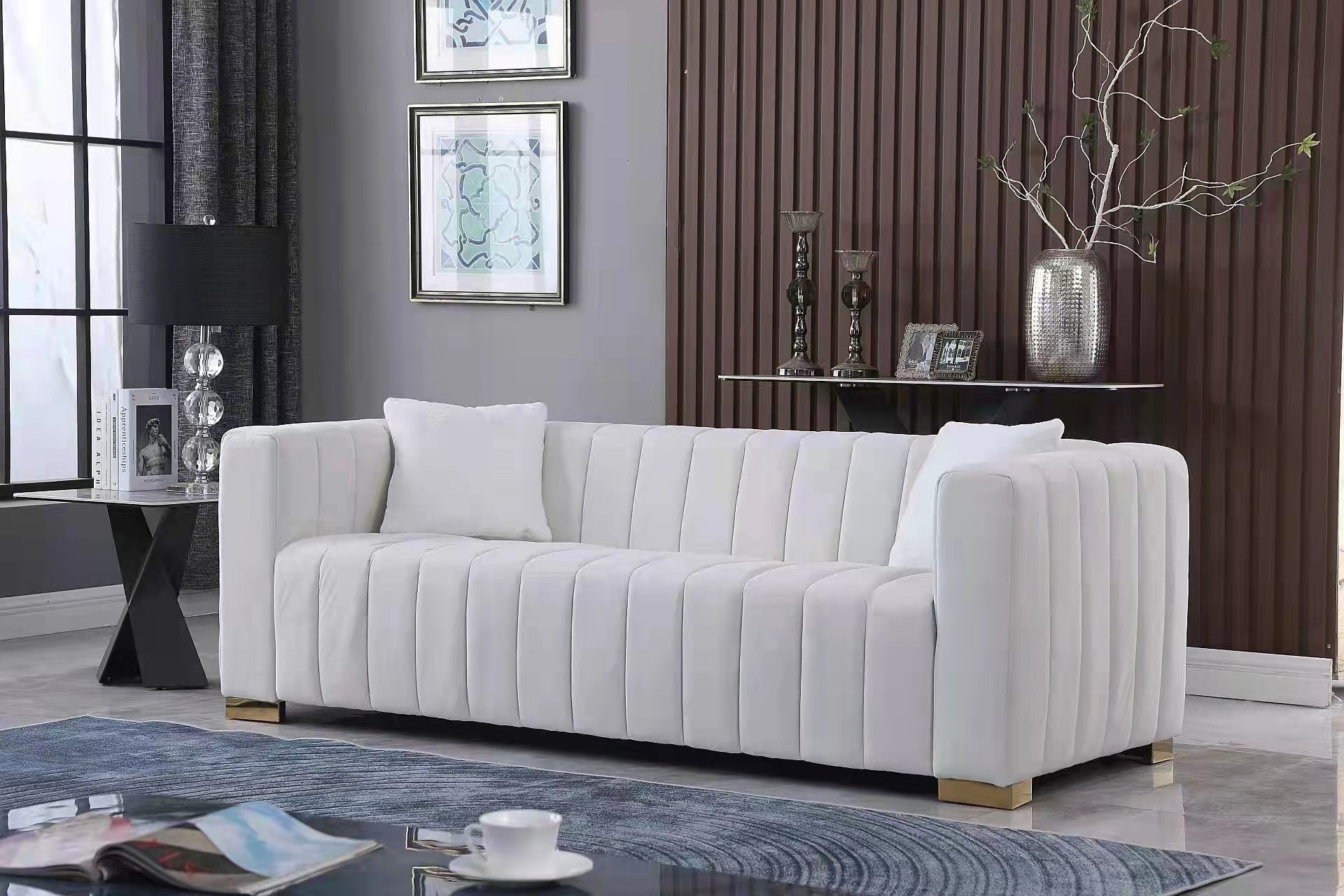 A Modern Channel Sofa Take On A Traditional Chesterfield,White Color,3