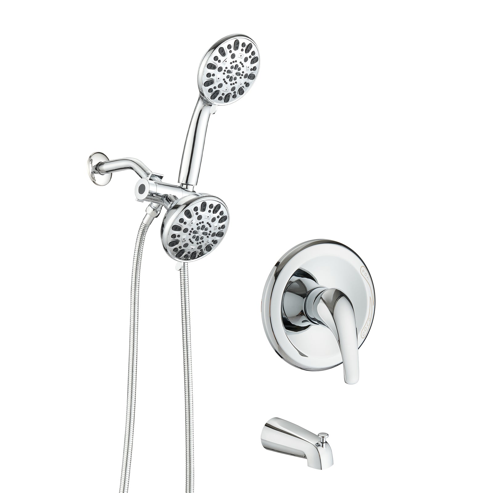 Shower System With Tub Spout Rain Shower Tub Set, High Pressure Dual 2