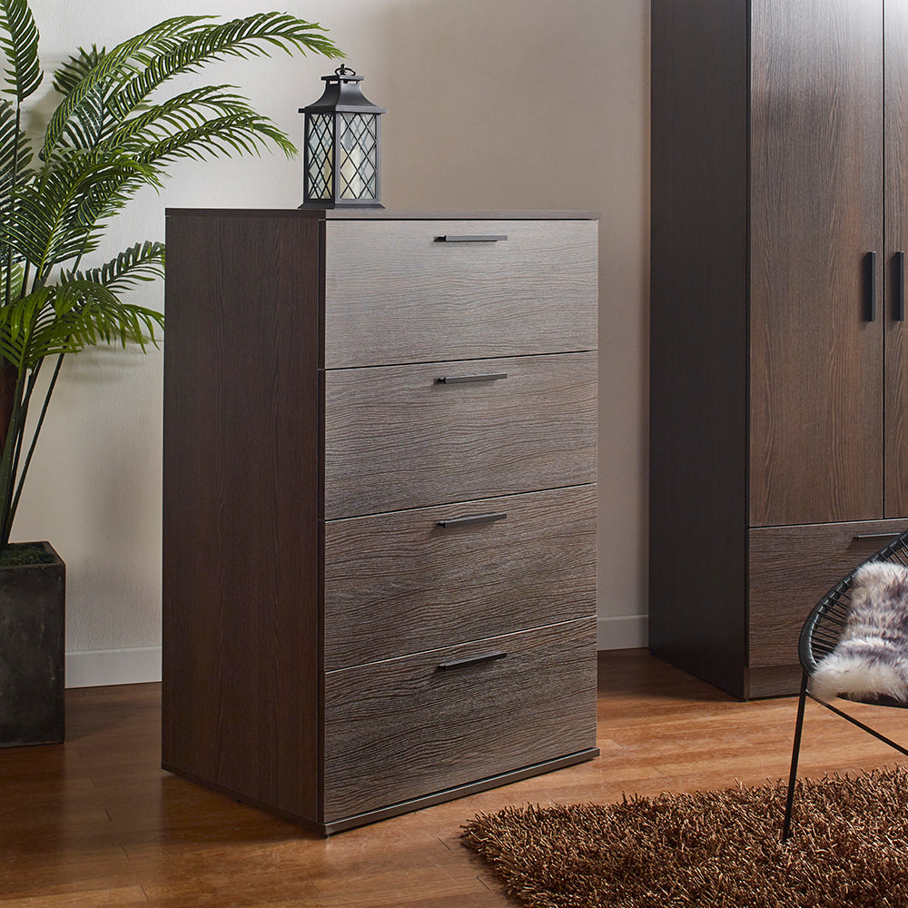 Oliver Farmhouse Four Drawer Jumbo Chest In Dark Brown Espresso Solid