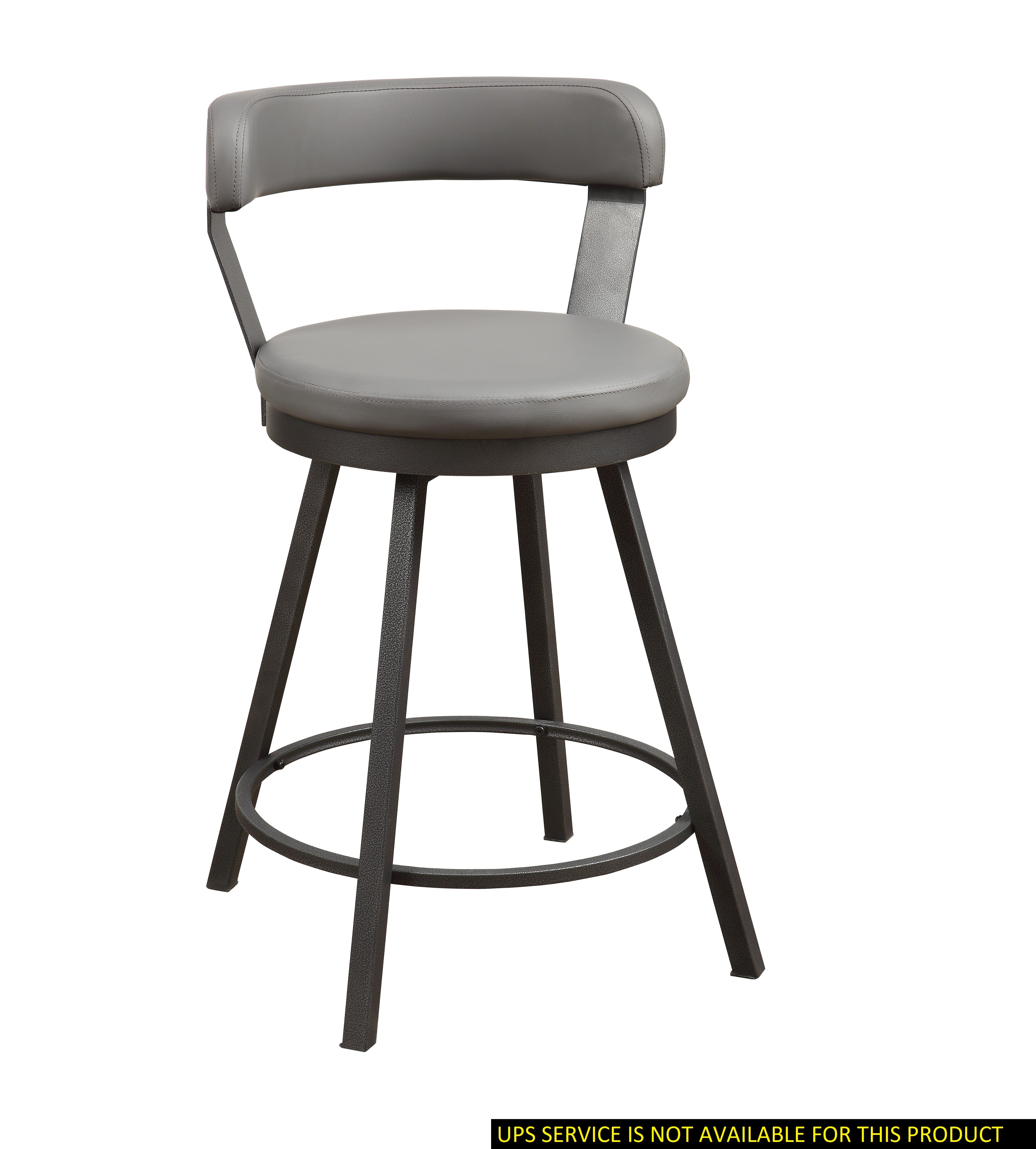 Metal Base 24 Inch Counter Height Chairs Set Of 2Pc Gray Seat 360 Degr