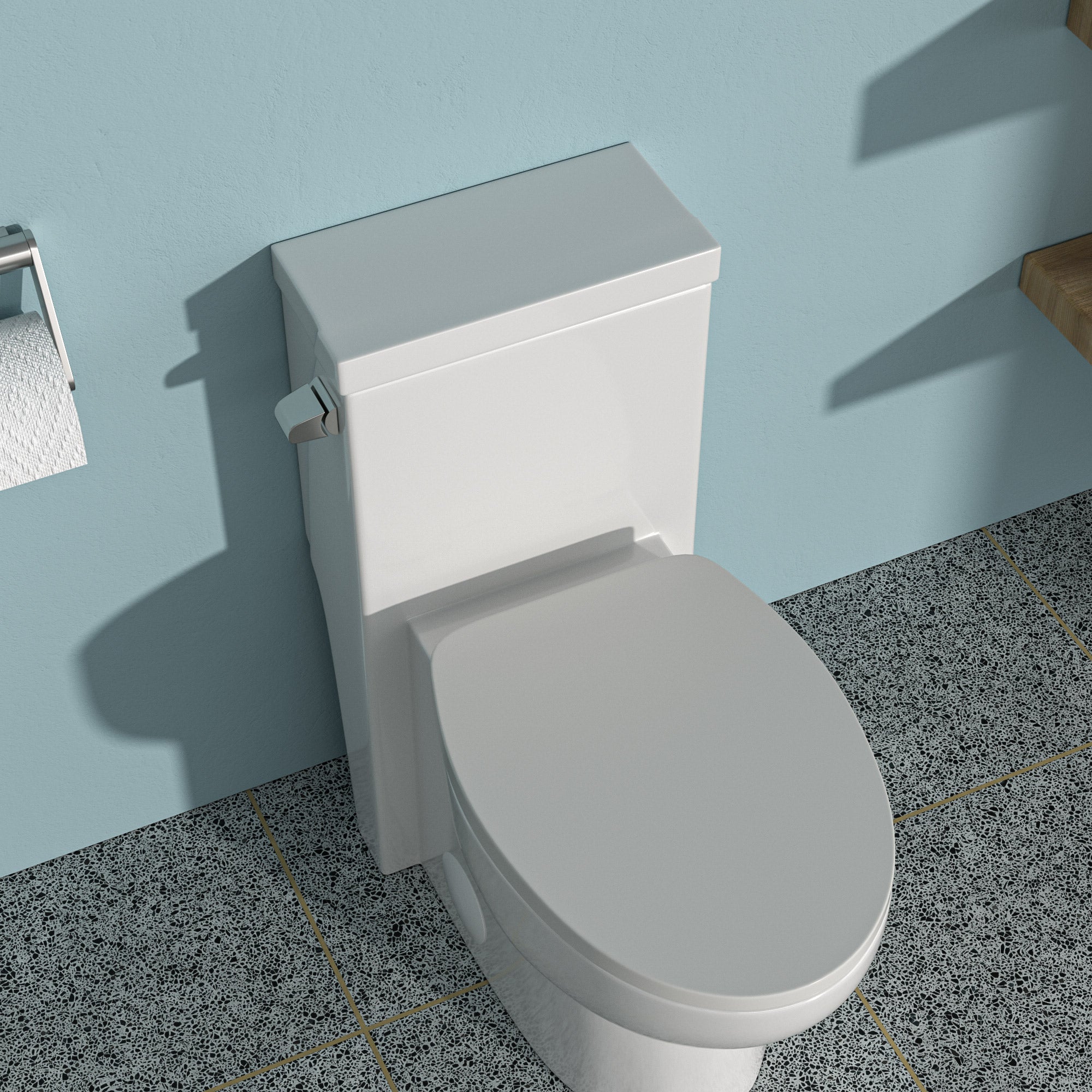 Ceramic One Piece Toilet,Single Flush With Soft Clsoing Seat White Cer