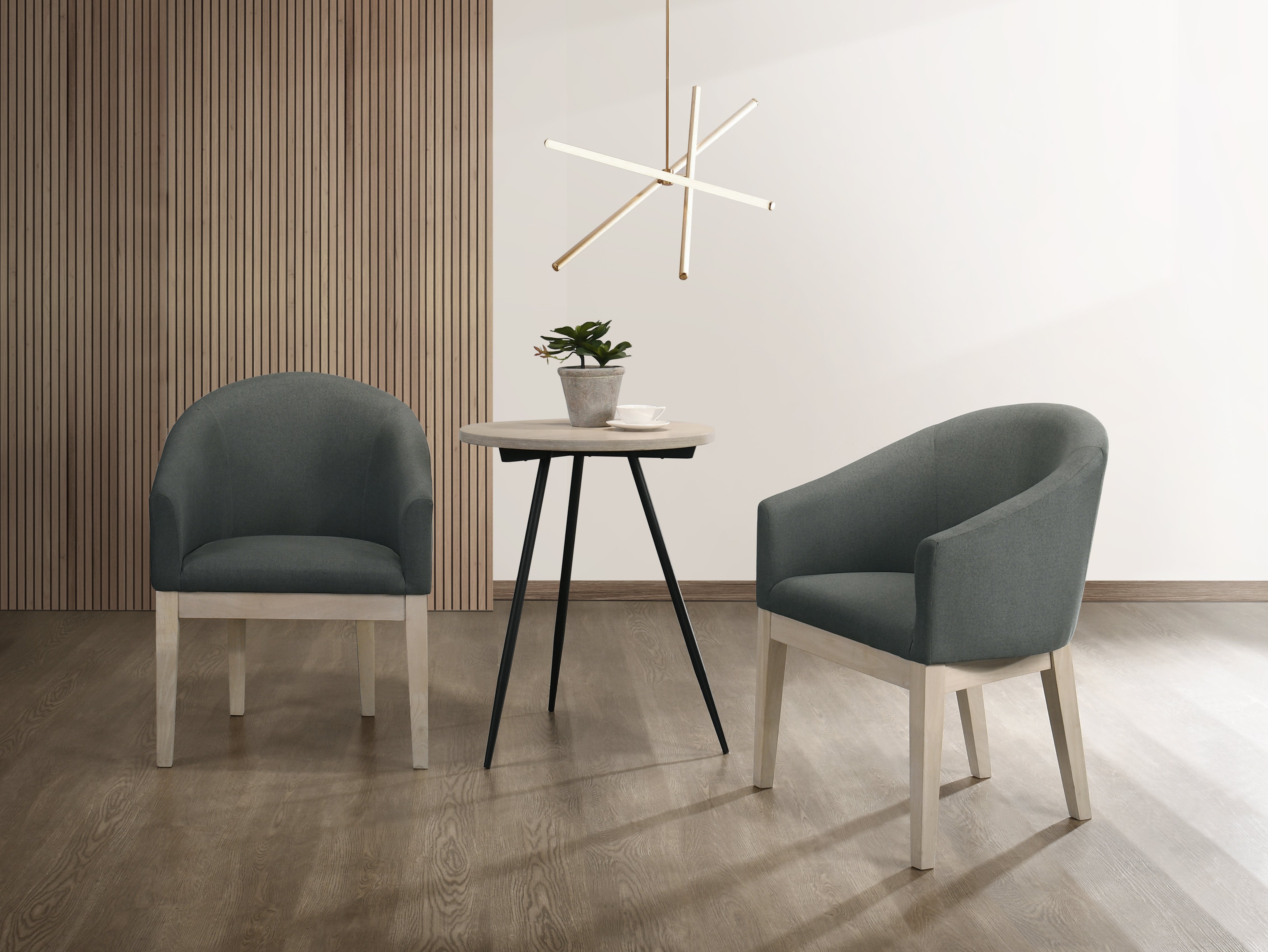 Neroli Gray Fabric Accent Chairs And Side Table Living Room Set Gray M