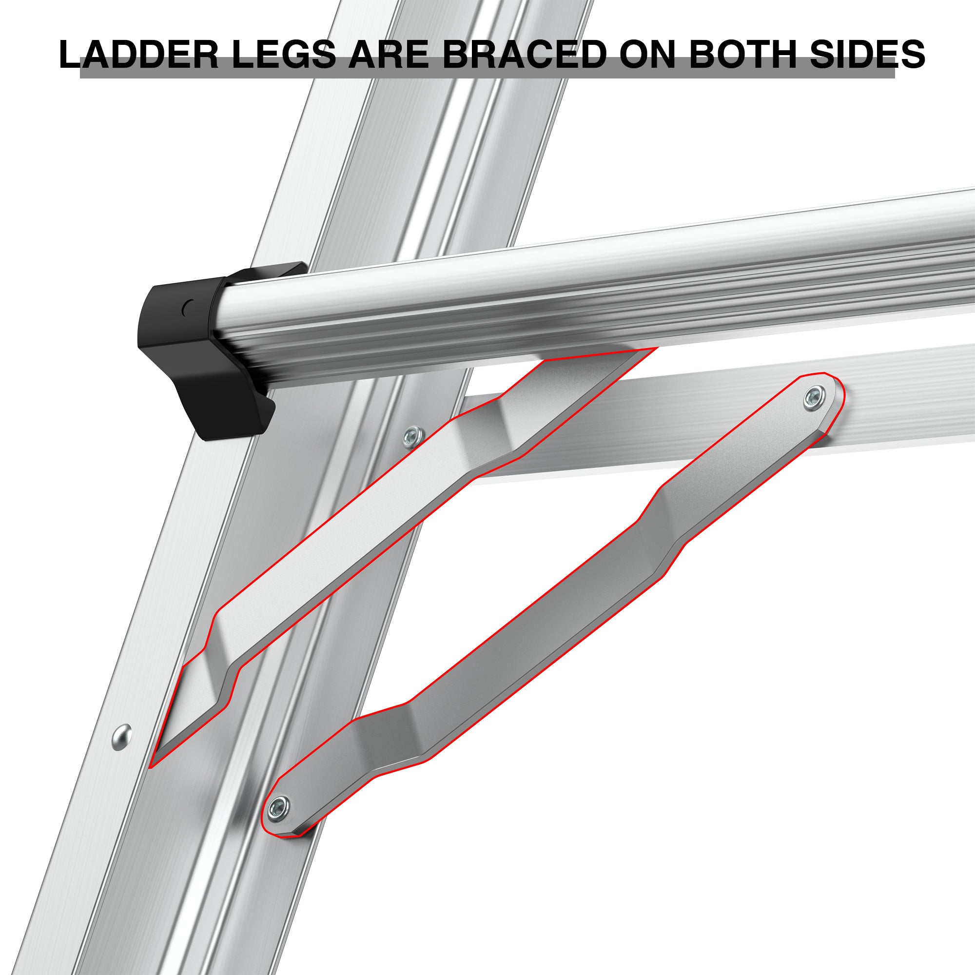 Aluminum Multi Position Ladder With Wheels, 300 Lbs Weight Rating, 17