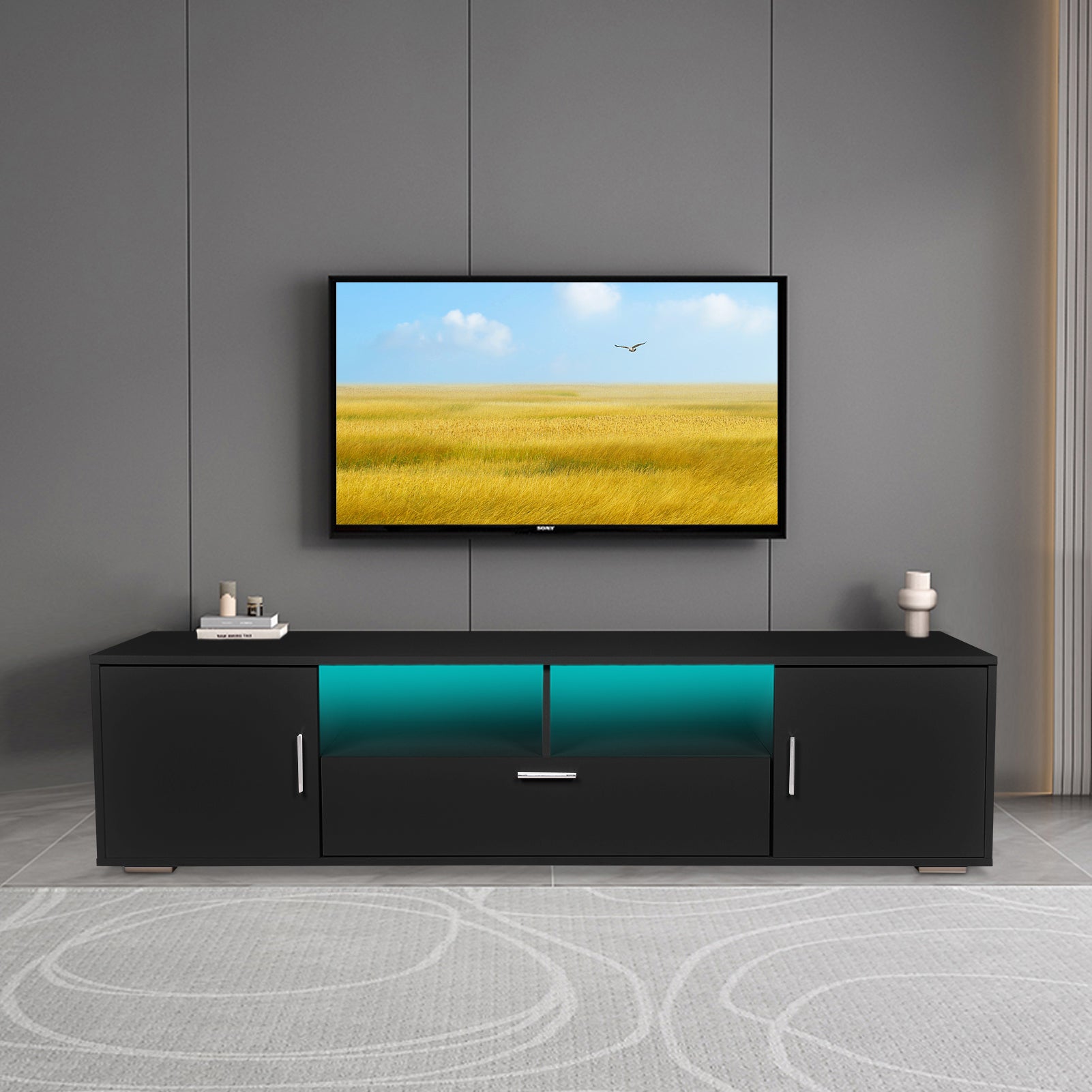 Modern Tv Stand With Led Lights Entertainment Center Tv Cabinet With S