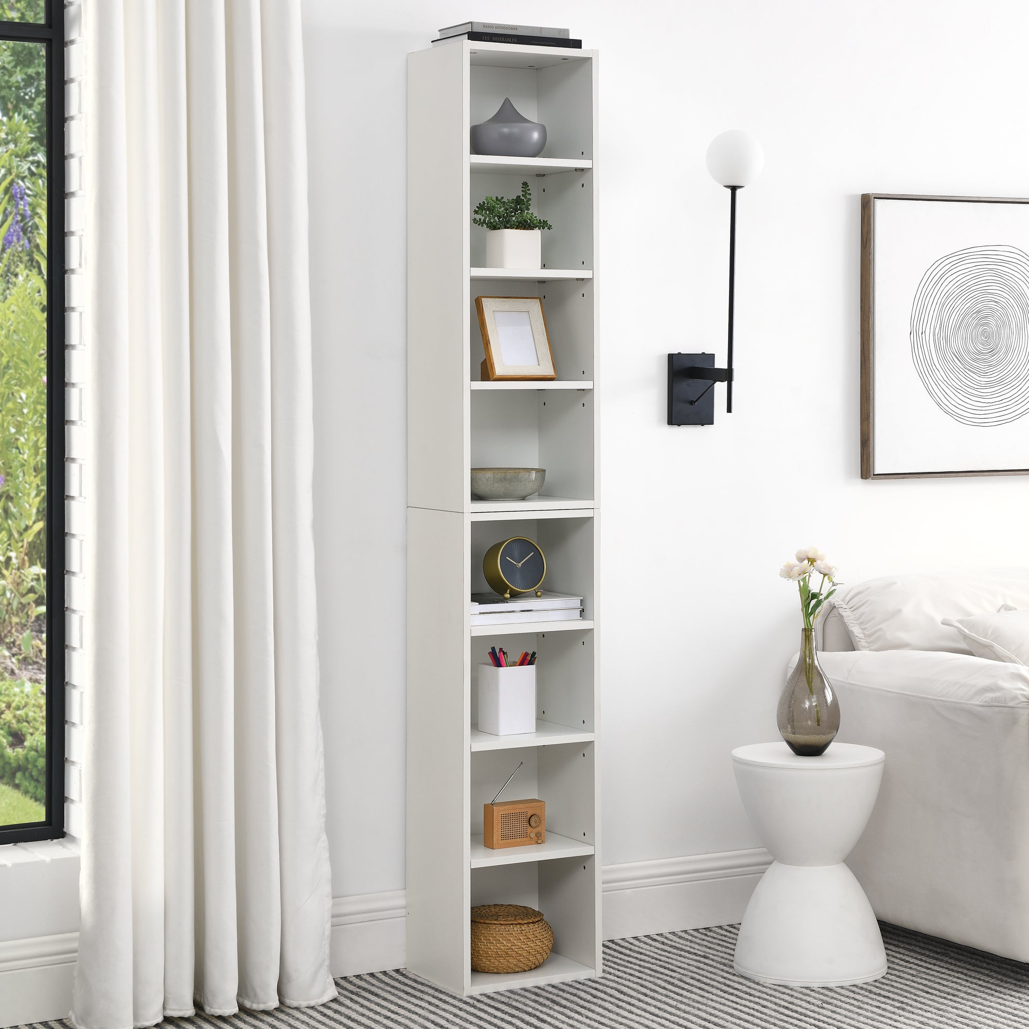 8 Tier Media Tower Rack, Cd Dvd Slim Storage Cabinet With Adjustable S