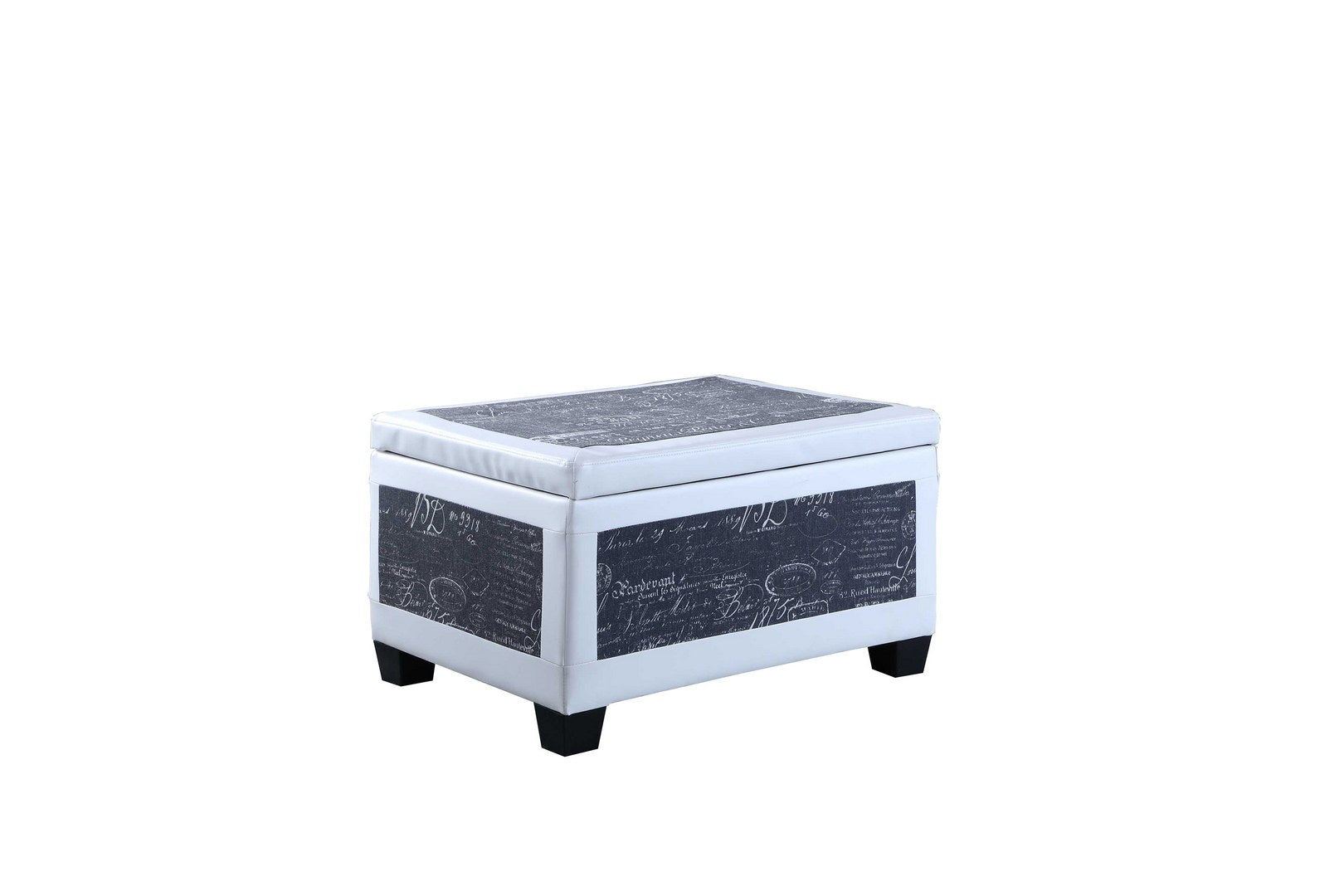 19" Tall Bonded Leather Storage Ottoman W 2 Seating, Old World Blue An