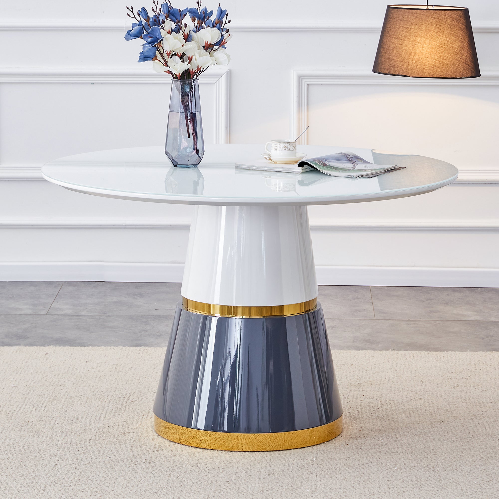 Modern Minimalist Luxury Mdf Material Circular Dining Table. Computer