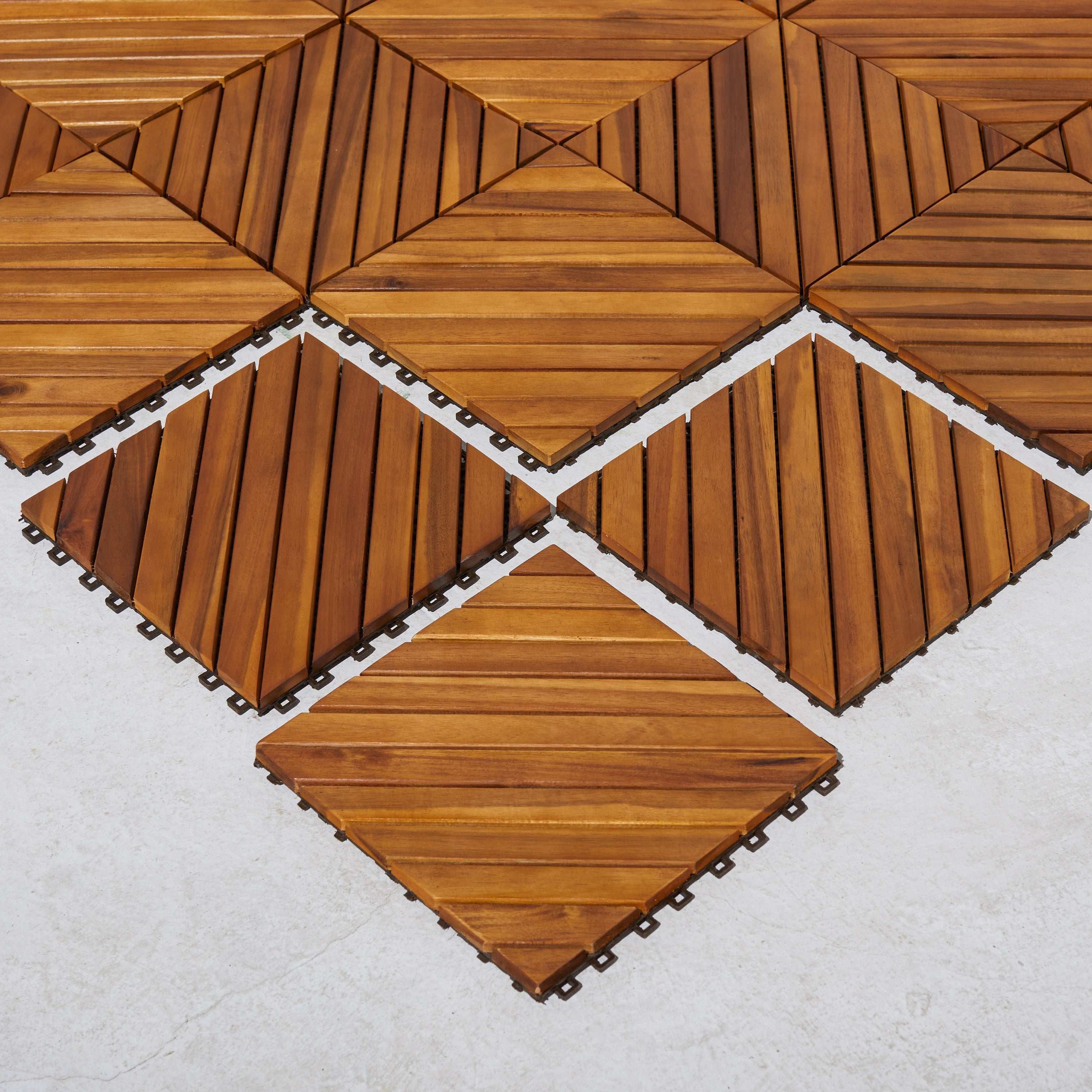Dashiell 12 Diagonal Slat Acacia Interlocking Deck Tile Set Of 10 Tile