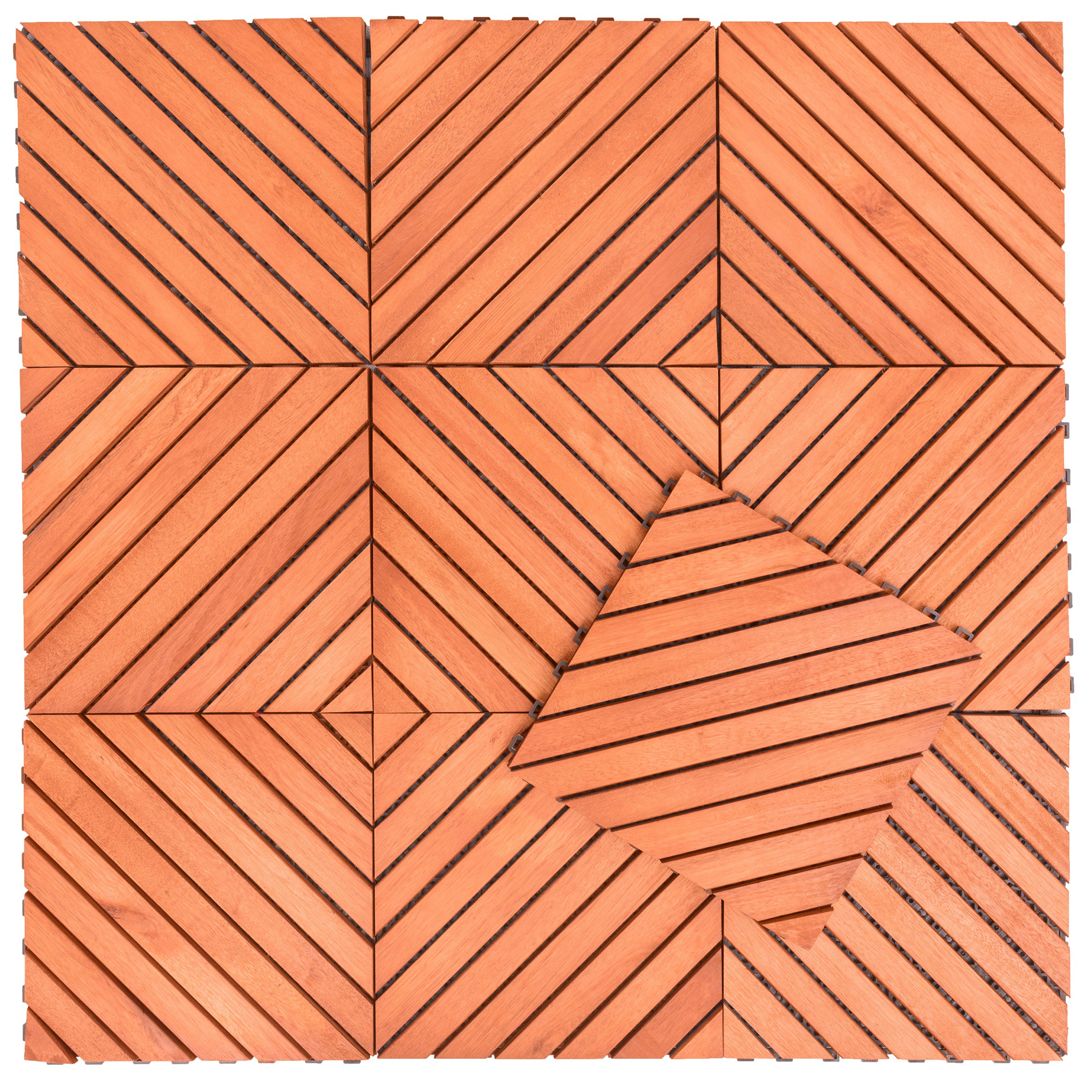Dashiell 12 Diagonal Slat Eucalyptus Interlocking Deck Tile Set Of 10
