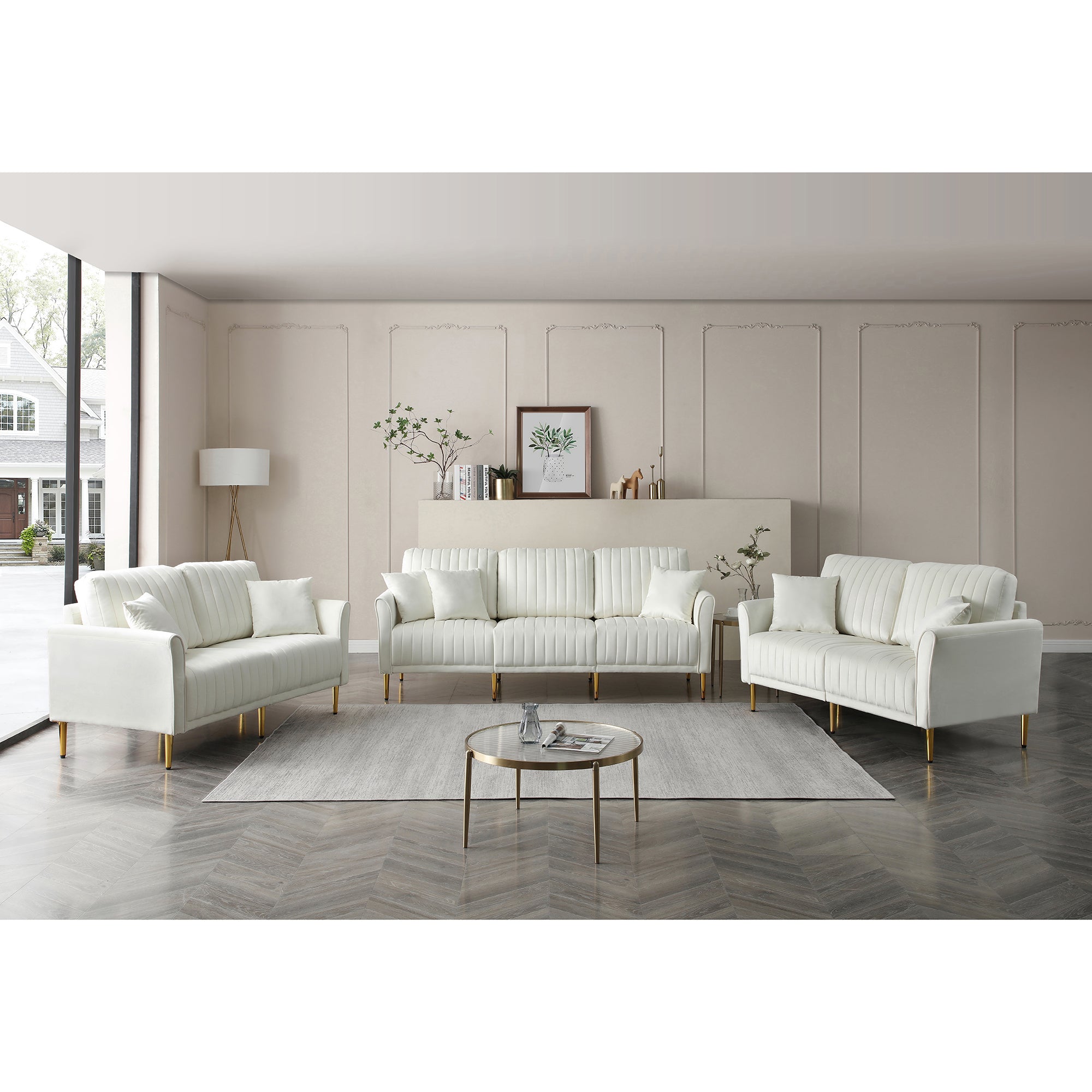 Modern Upholstered Sofa 3 Seater Couches And 2 Set Of 2 Seater Couchse