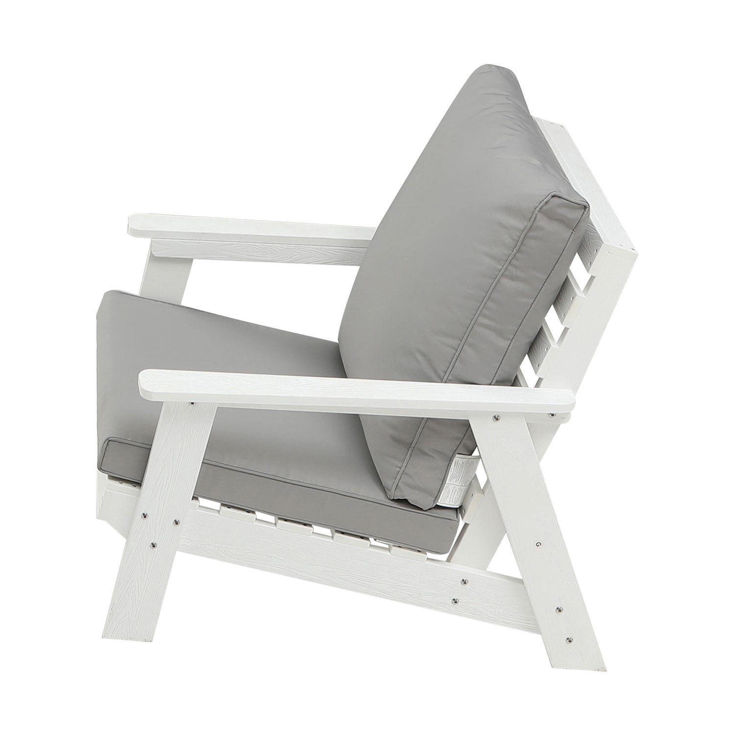 Hips All Weather Outdoor Single Sofa With Cushion, White Grey White Hd