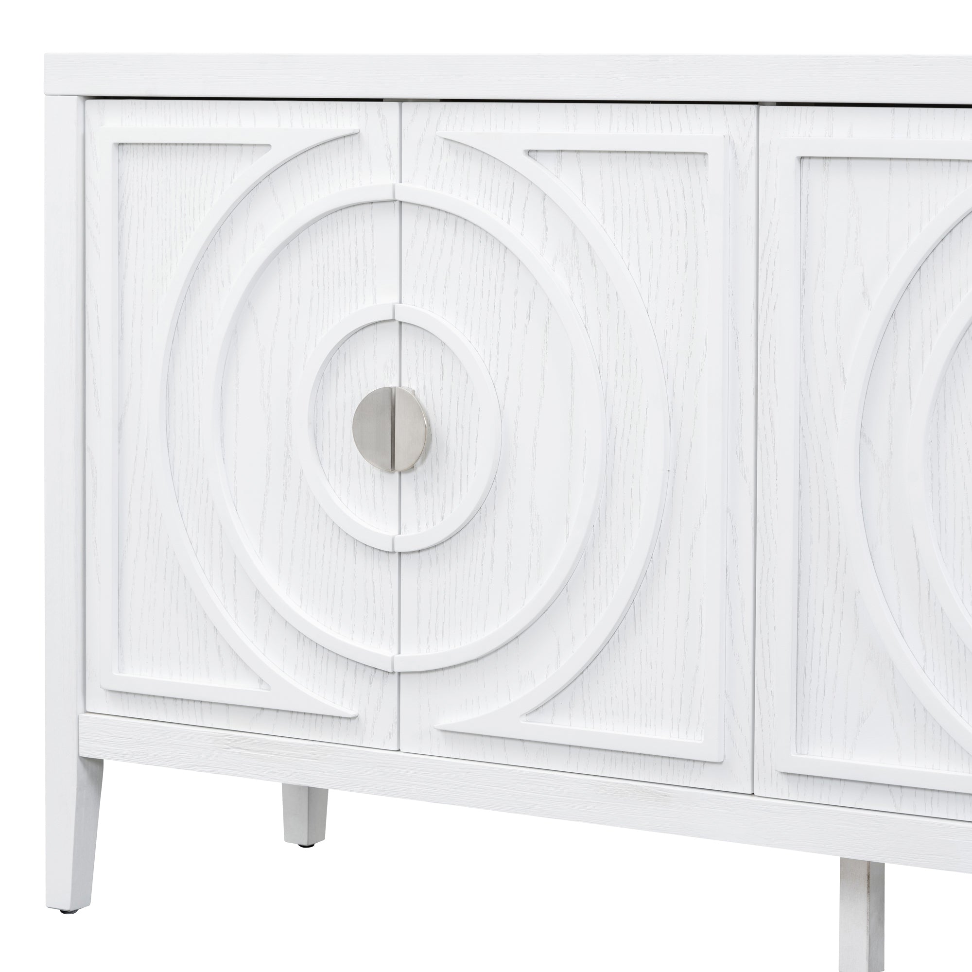 Retro Sideboard Door With Circular Groove Design Round Metal Door Hand