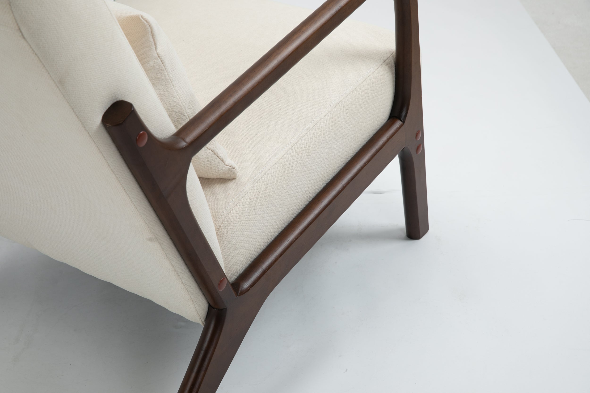 Mid Century Modern Accent Chair With Wood Frame, Upholstered Living Ro