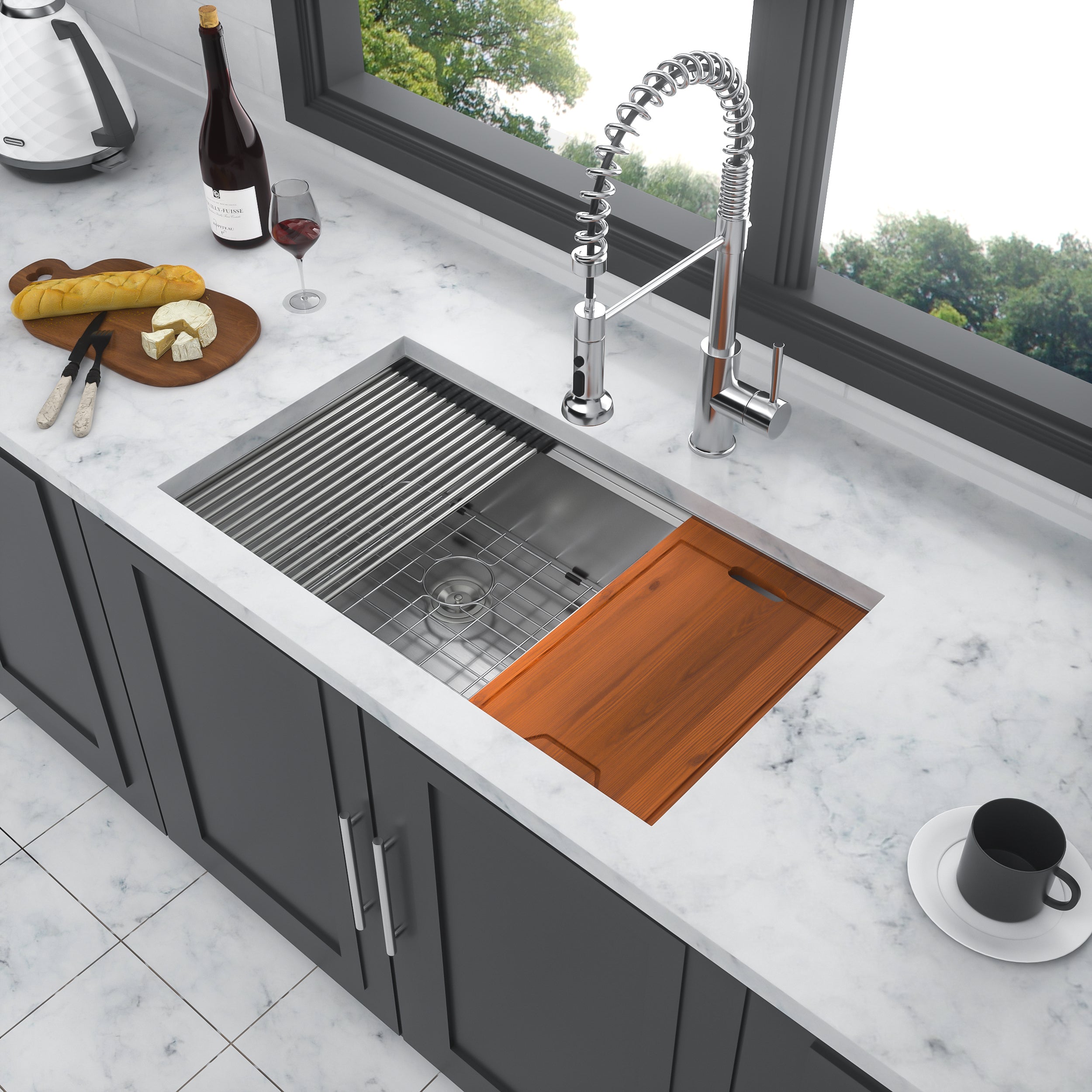 Double Bowl 60 40 Undermount Sink 33"X19" Double Bowl Kitchen Sink 16