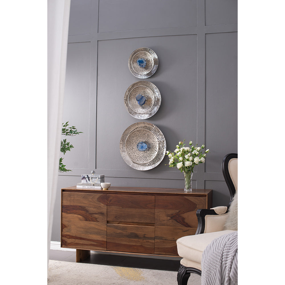 Silver Textured Oversized Disc, Wall Decor For Living Room Bedrrom Ent