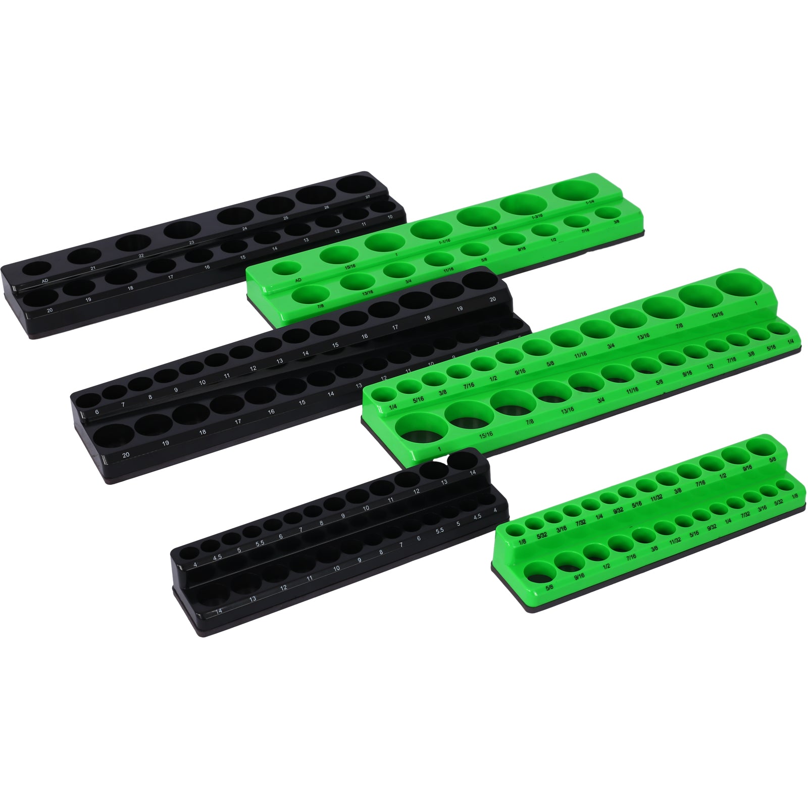 Magnetic Socket Organizer Set, 6 Piece Socket Holder Set Includes 1 4