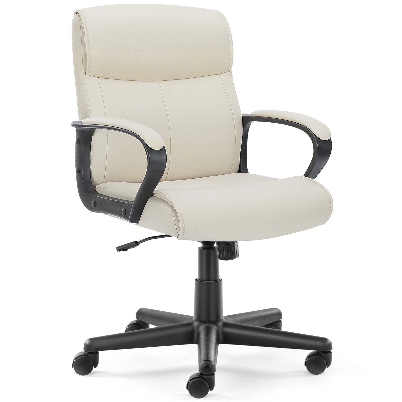 Sweetcrispy Mid Back Office Desk Chair With Padded Armrests Pu Leather