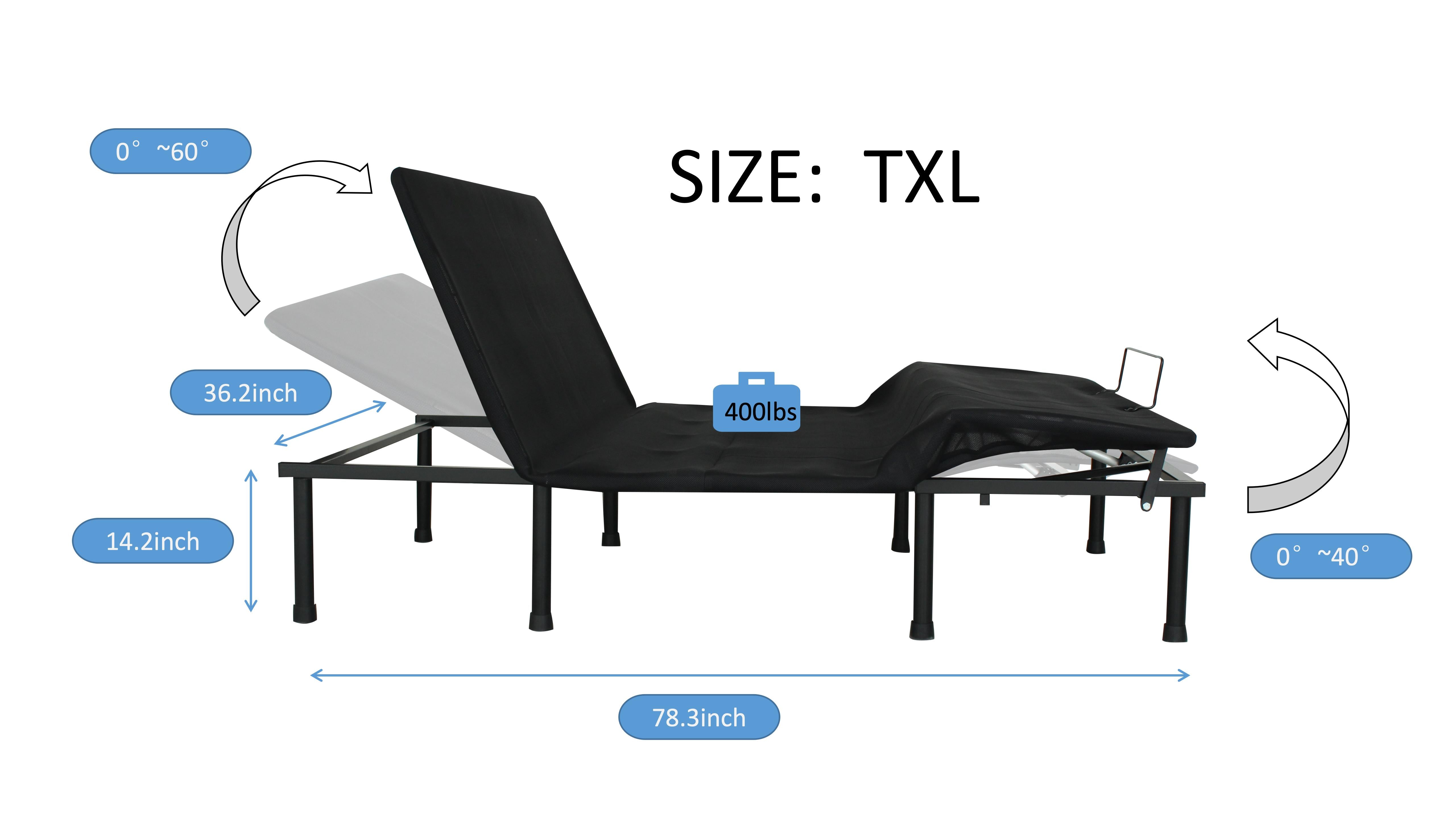Adjustable Bed Base Three Fold Txl Motorized Head And Foot Incline Qui
