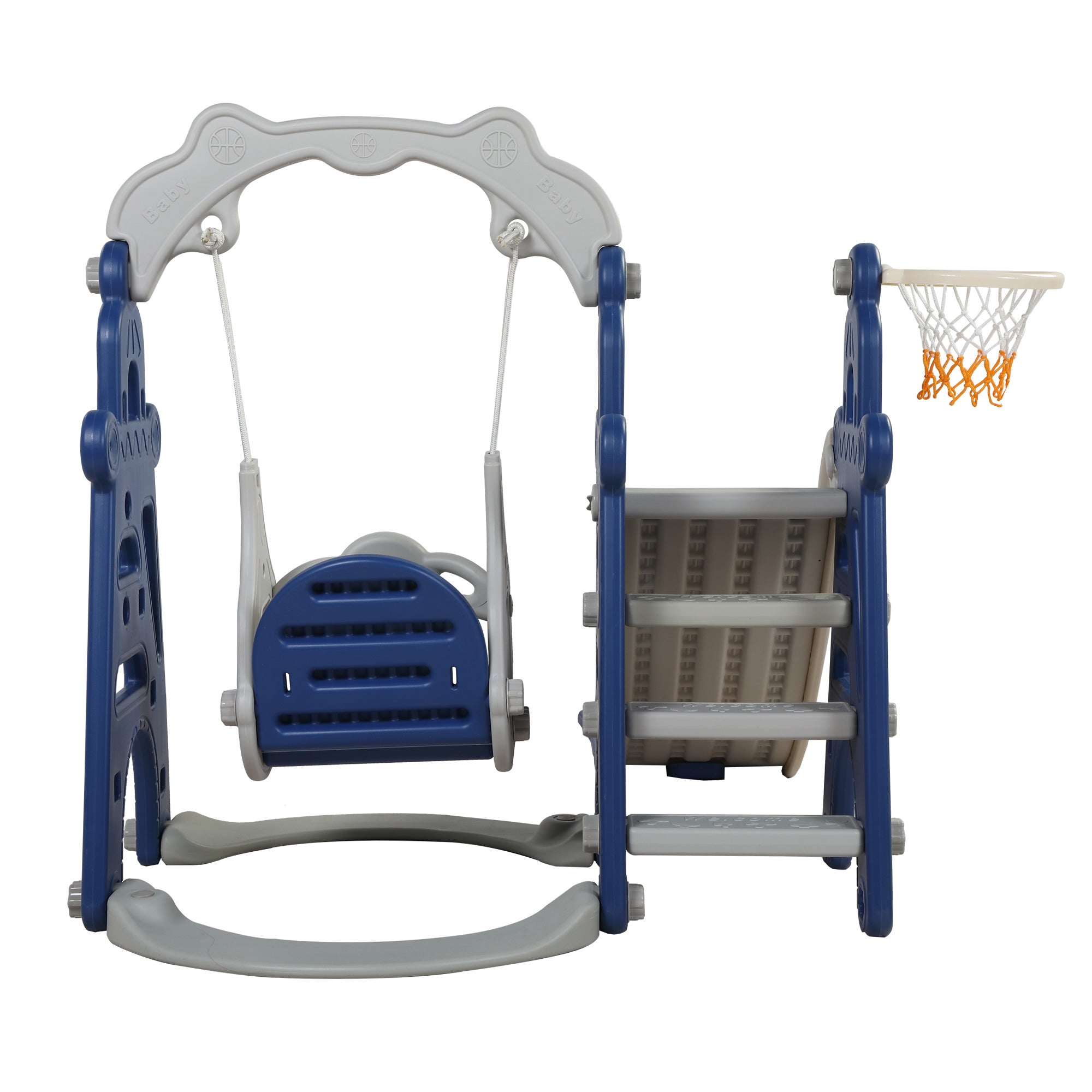 Kids Swing And Slide Set 3 In 1 Slide With Basketball Hoop For Indoor