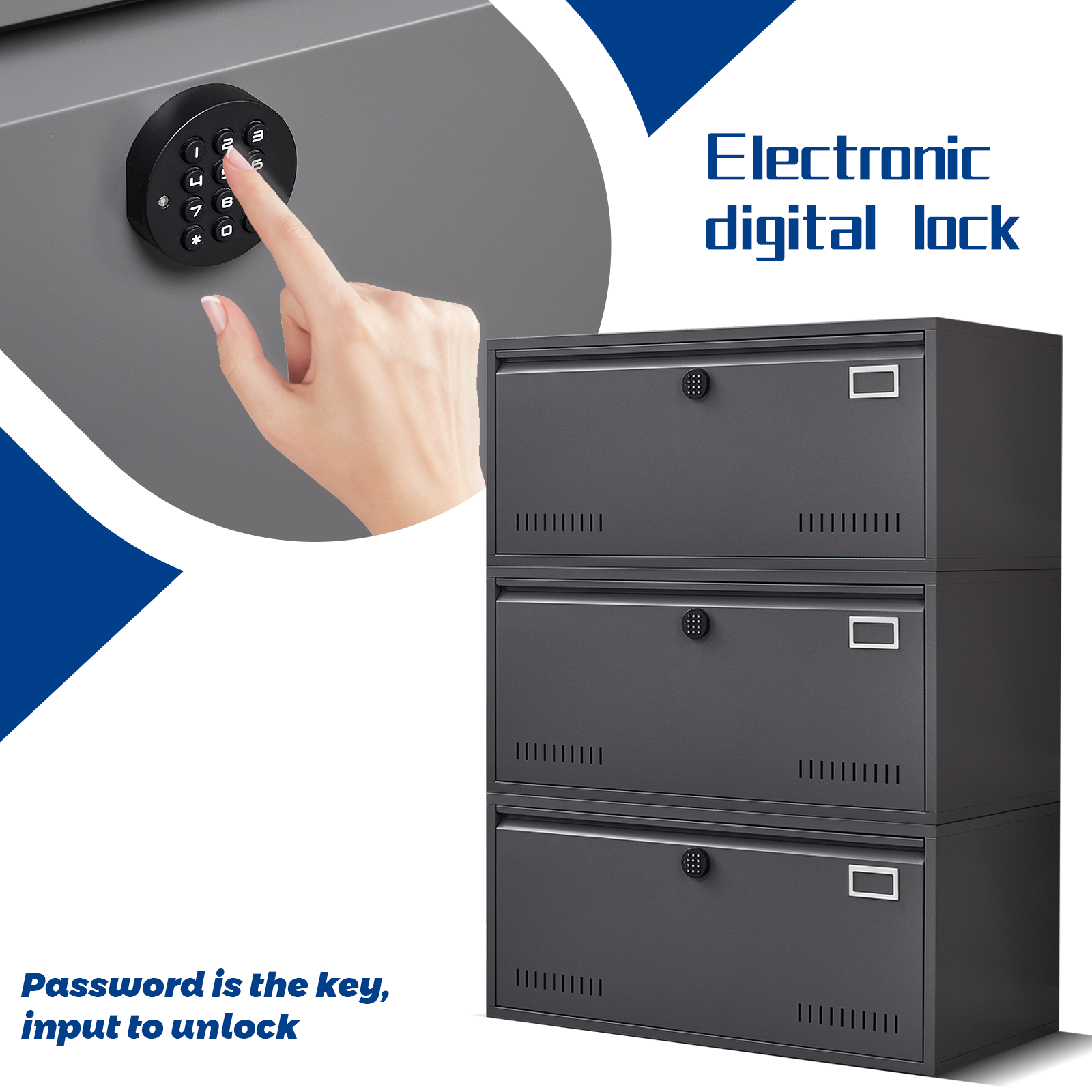 17.7"W Drawer Vertical File Cabinets Lateral Filing Cabinets With Digi