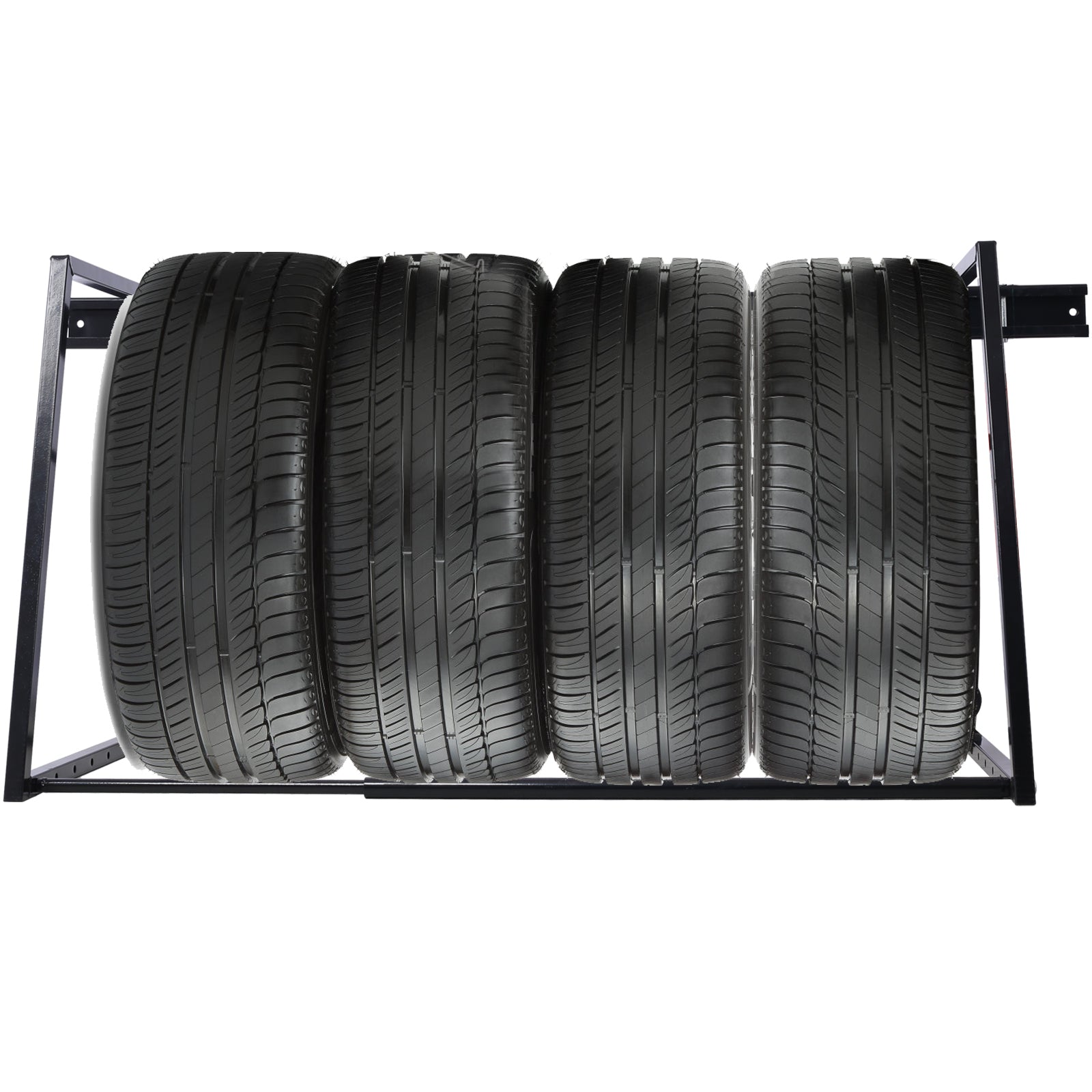 Heavy Duty Adjustable Garage Wall Multi Tire Rack Storage, Black Black