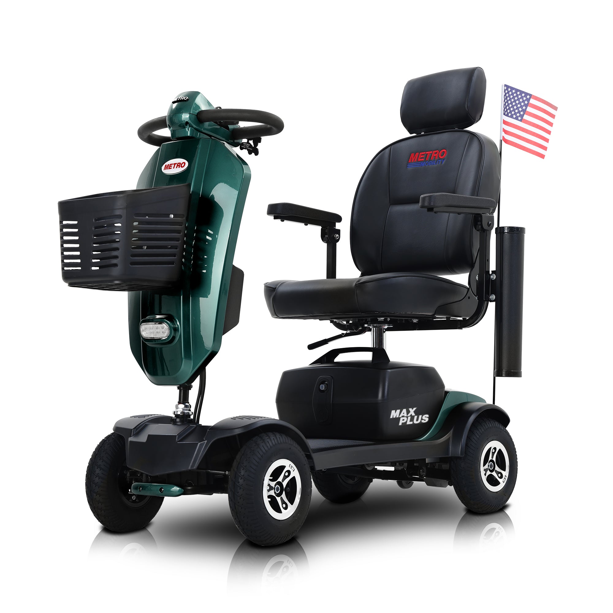Max Plus Emerald 4 Wheels Outdoor Compact Mobility Scooter With 2Pcs*2