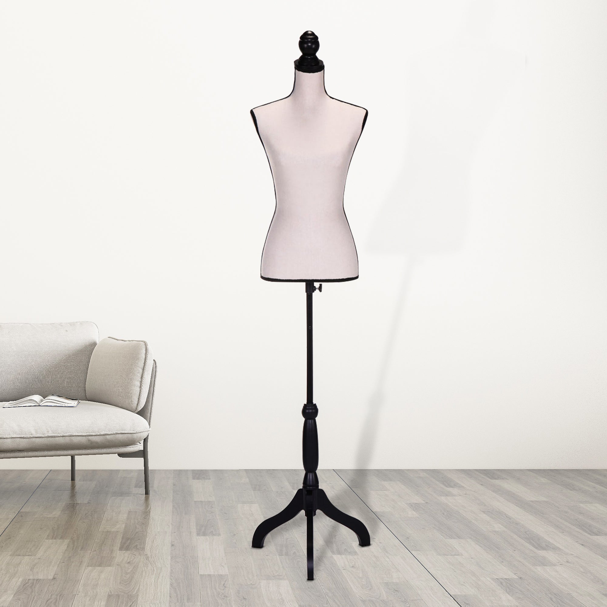 Female Mannequin Torso Dress Form Manikin Body Model With Tripod Wood