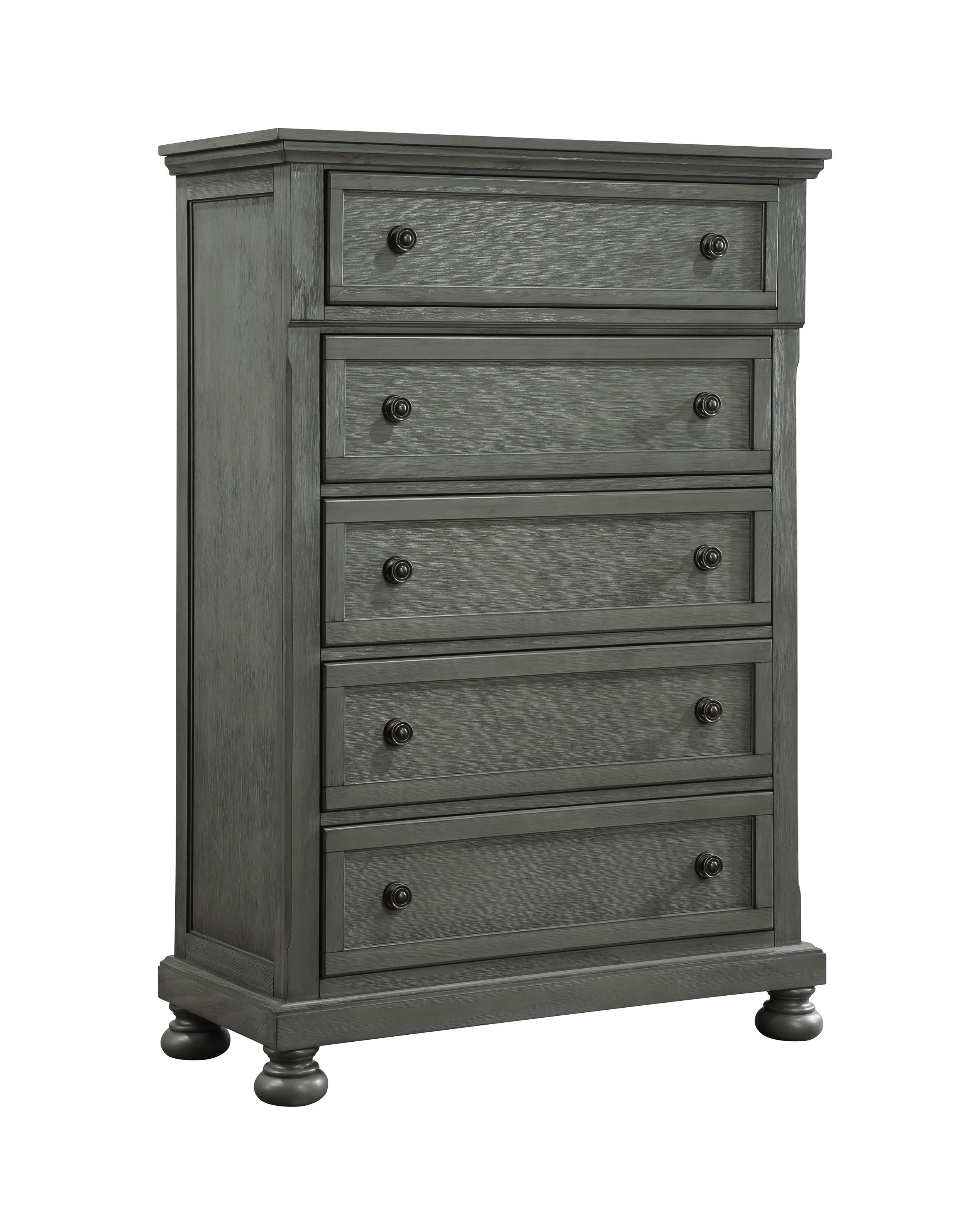 Jackson Modern Style 5 Drawer Chest Made With Wood & Rustic Gray Finis
