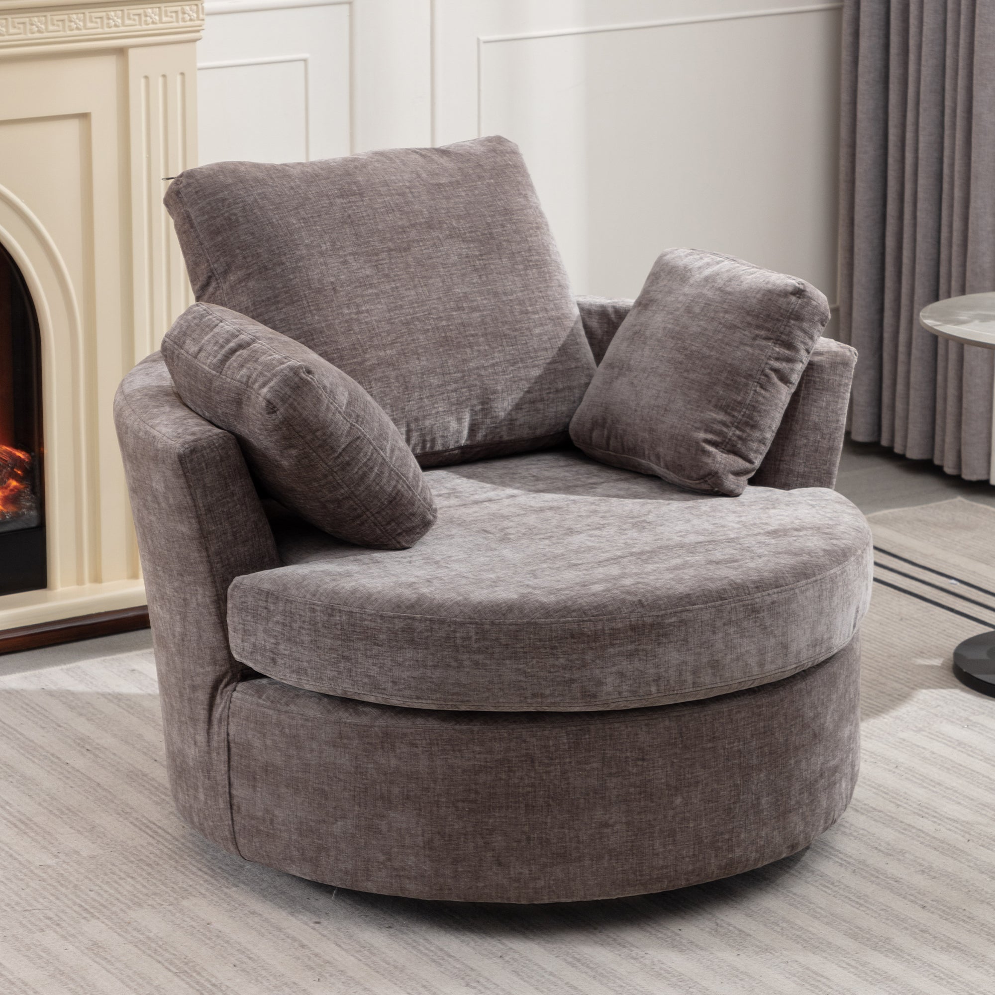 Oversize Round Swivel Chair Cozy Club 360 Degrees Swivel Sofa With 3 P