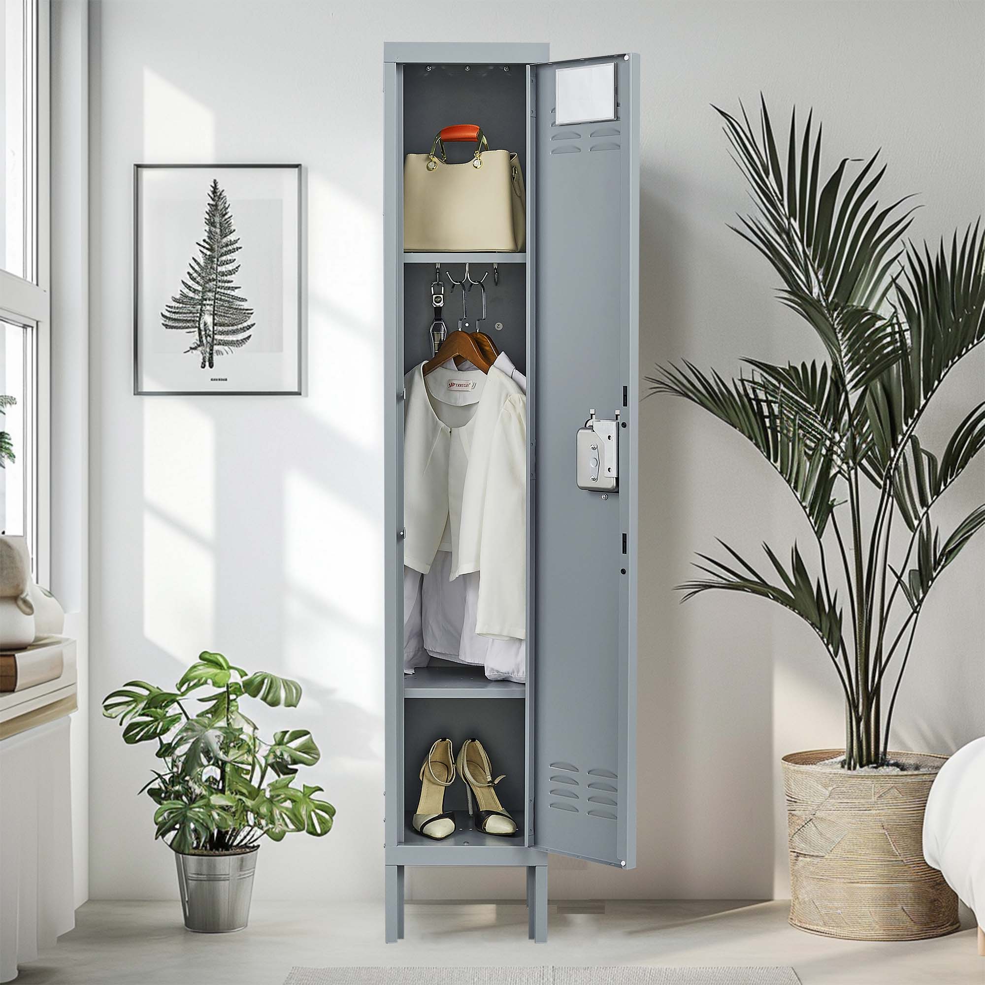 1 Door 66"H Metal Lockers With Lock For Employees,Storage Locker Cabin
