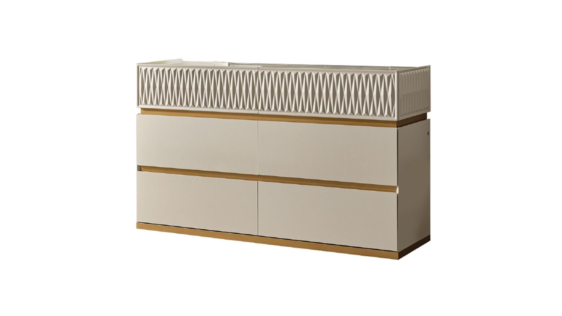 Delfano Modern Style 6 Drawer Dresser Made With Wood In Beige Beige Be