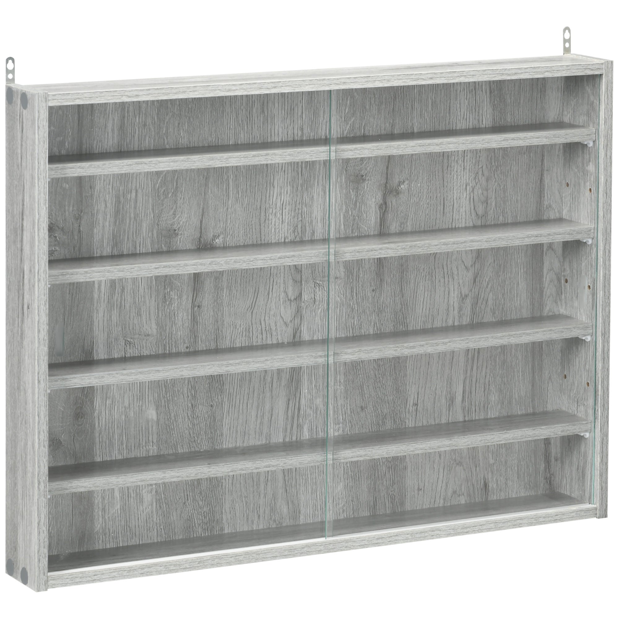 5 Tier Display Cabinet, Glass Display Case With 2 Doors And Adjustable