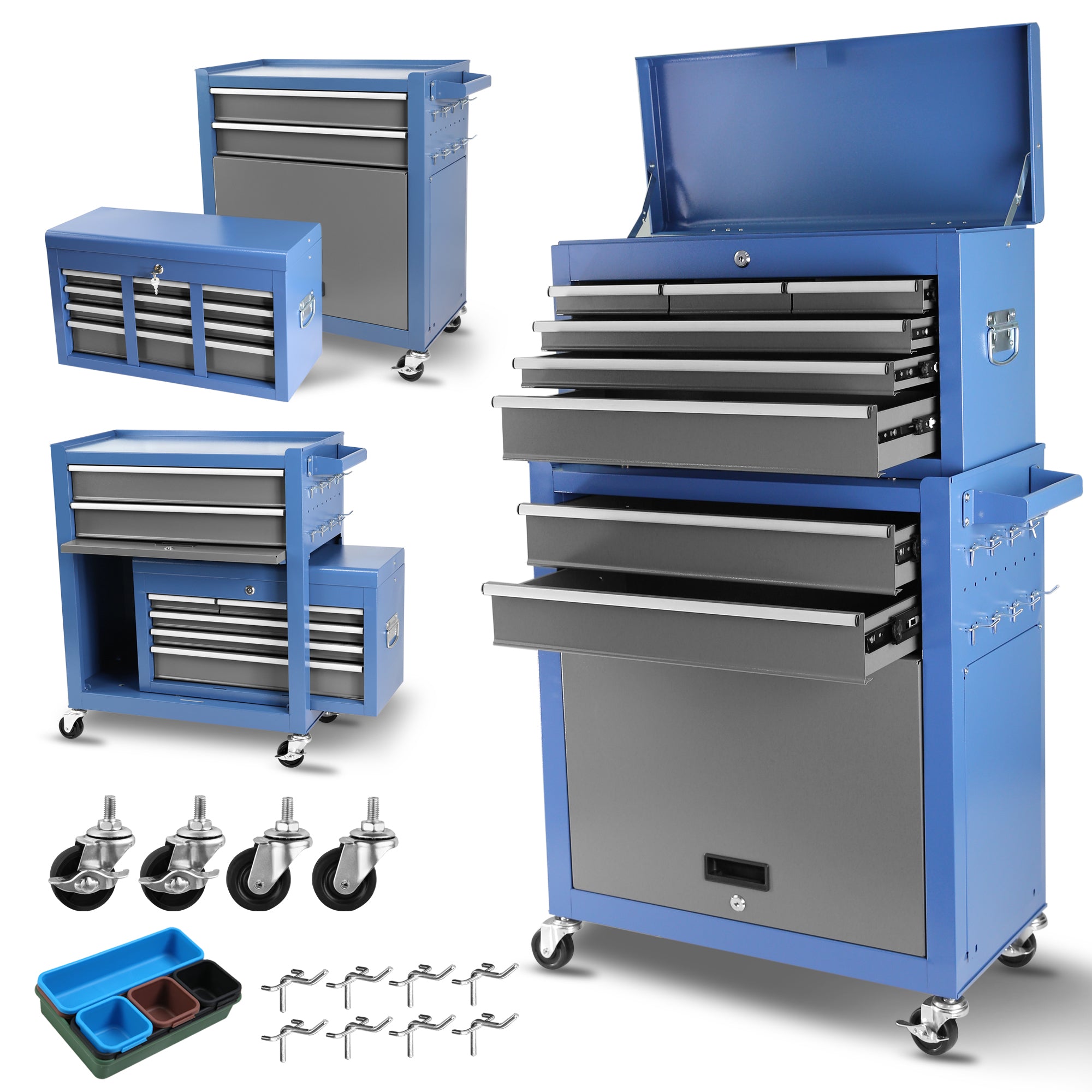 Rolling Tool Chest With Wheels 8 Drawers, Assembled Tool Cabinet Combo