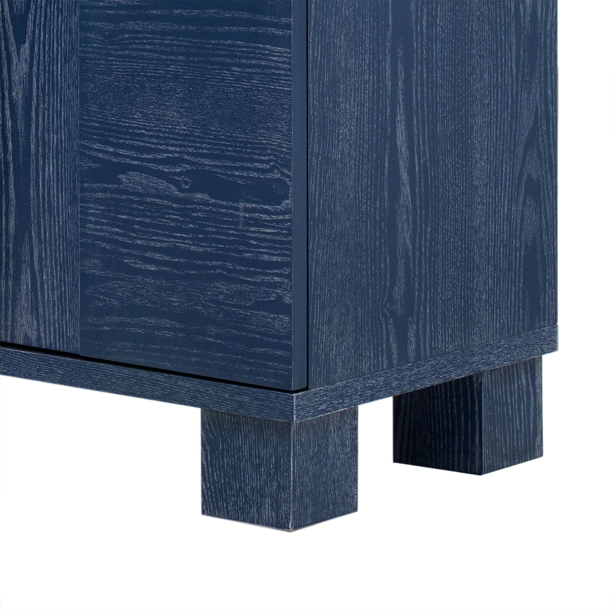 Wood Traditional Style Sideboard With Adjustable Shelves And Gold Hand