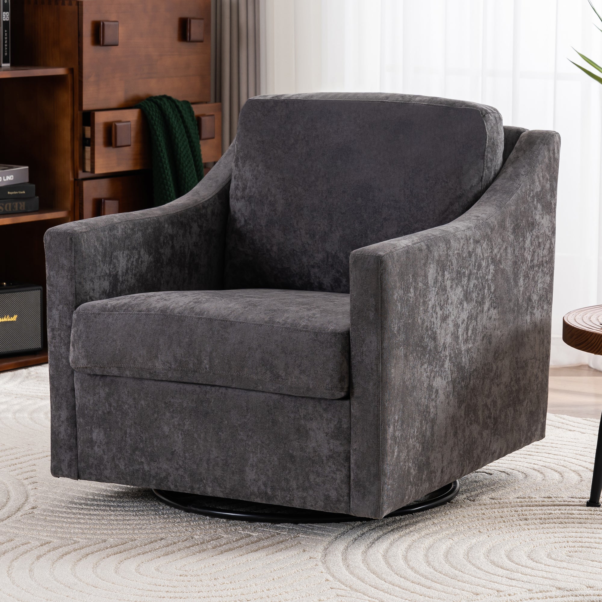 Large Swivel Chair, Upholstered Armchair, Modern Chair, Skin Friendly