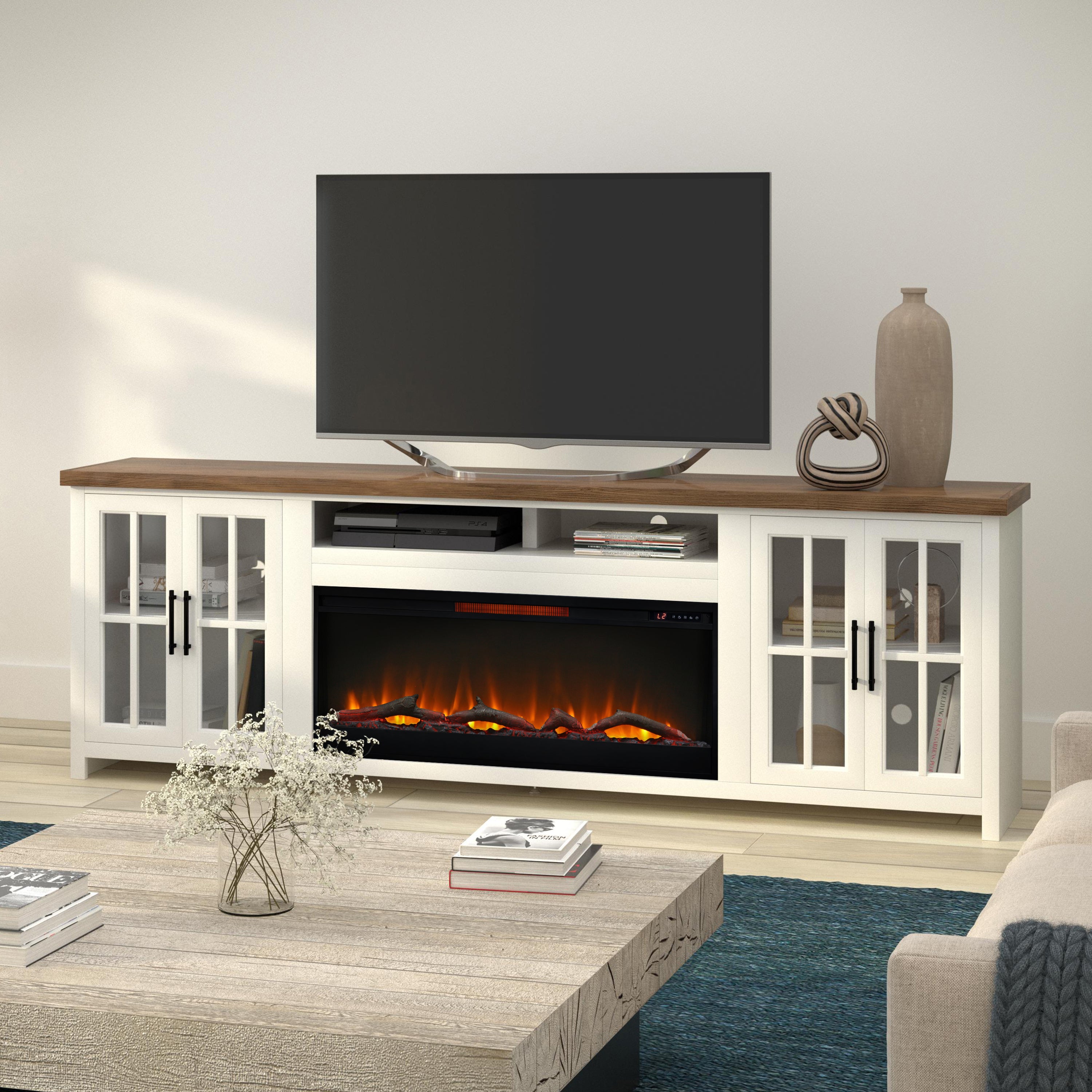Hampton 97 Inch Fireplace Tv Stand Console For Tvs Up To 100 Inches, M