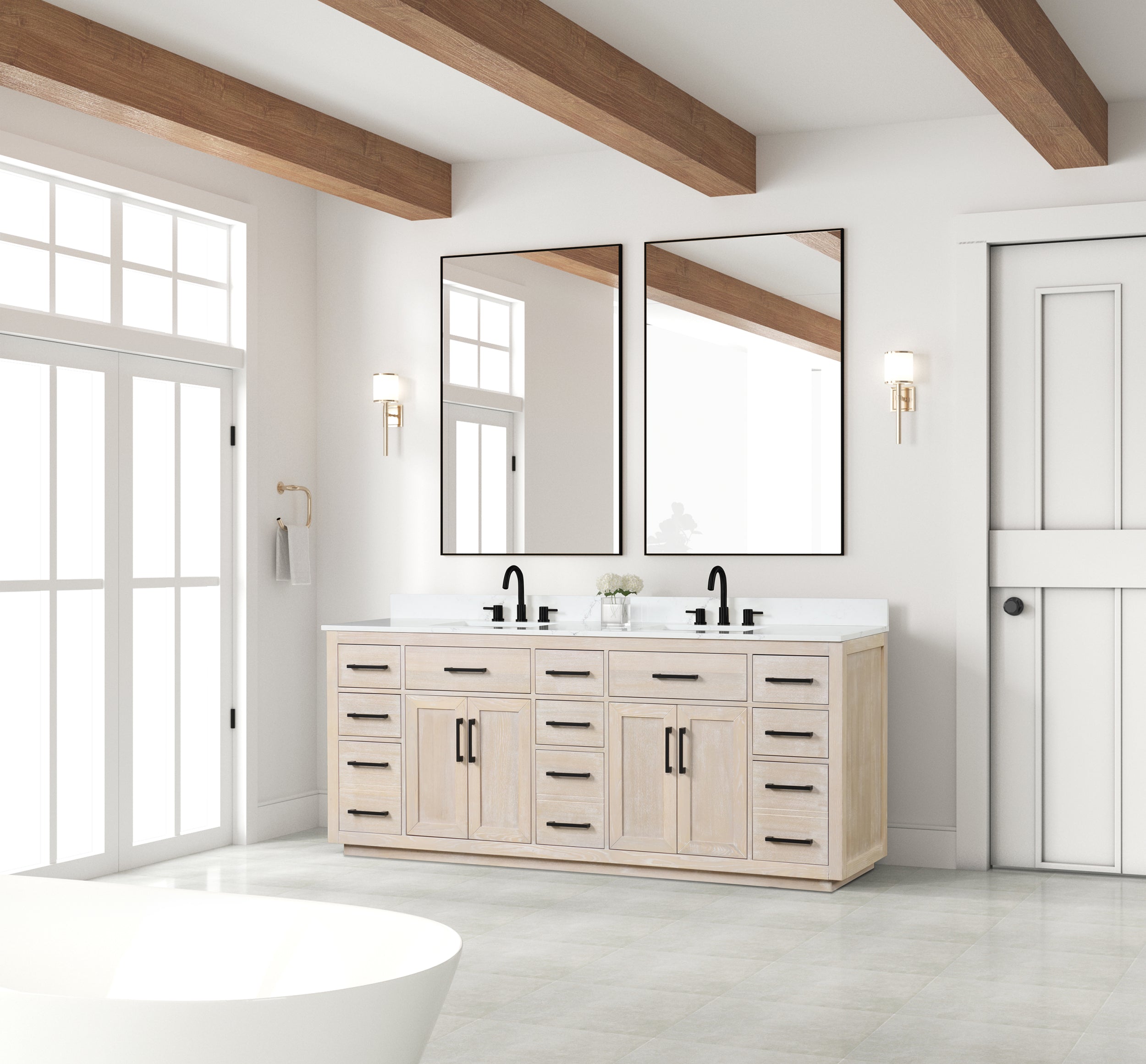 84" Bathroom Vanity With Double Sink, Modern Bathroom Vanity Set With