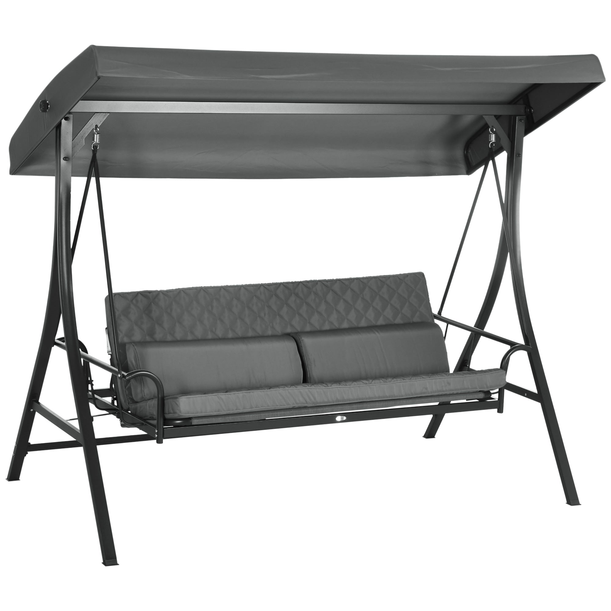Outsunny 3 Person Patio Swing Chair Bed, Converting Flatbed, Outdoor P