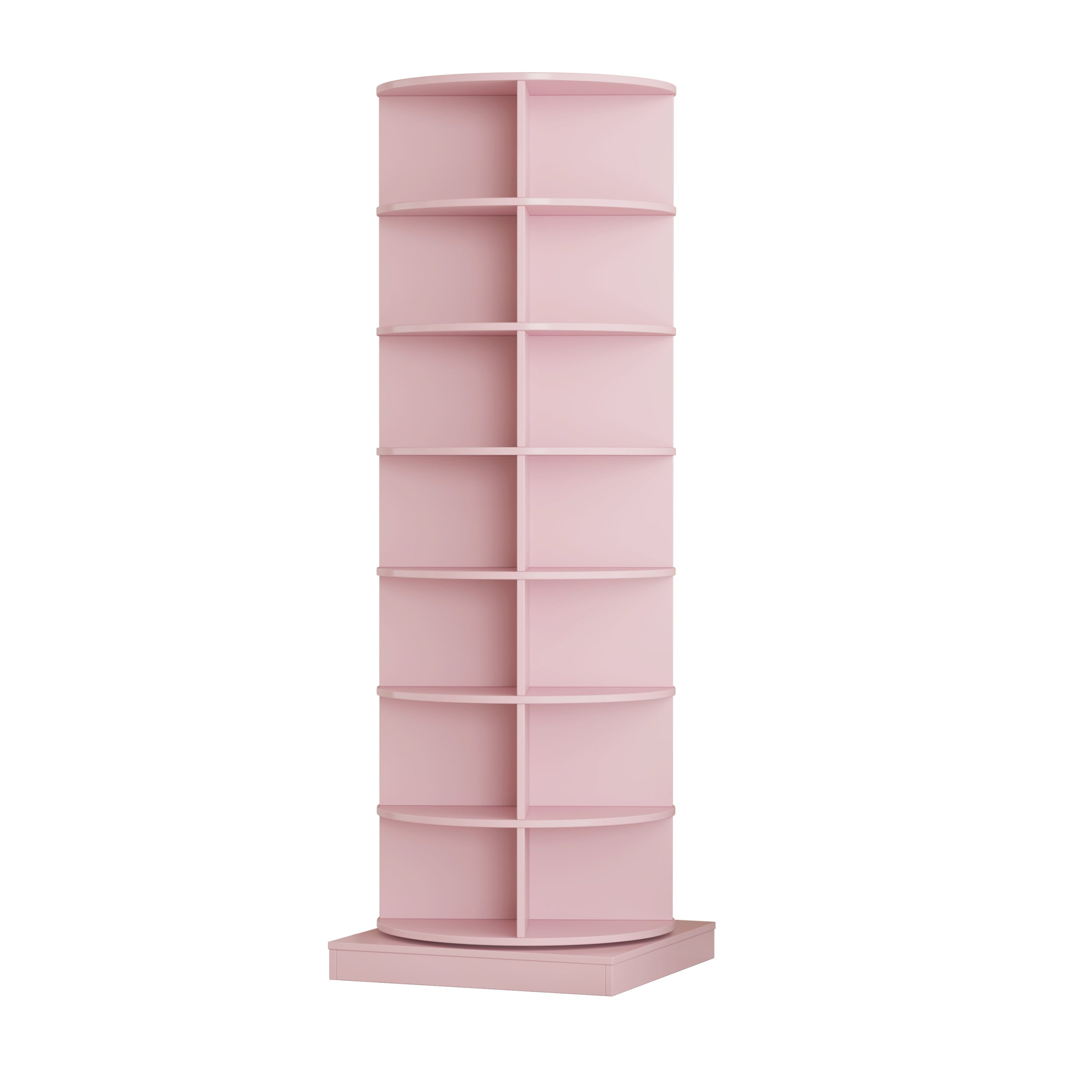 360 Pink Rotating Shoe Cabinet With 7 Layers Can Accommodate Up To 28