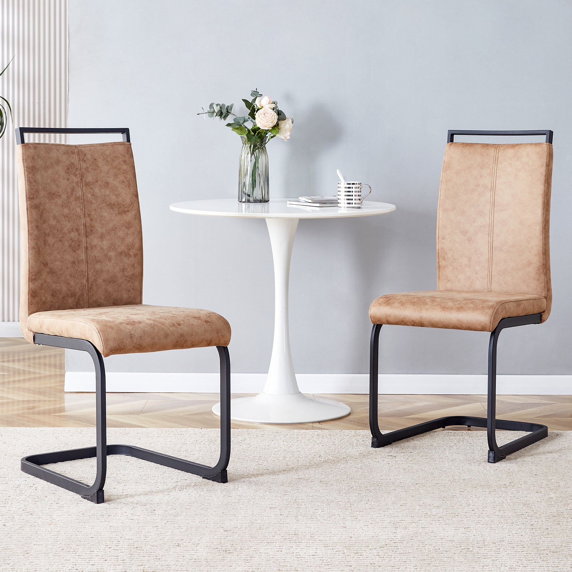 Dining Chairs,Tech Cloth High Back Upholstered Side Chair With C Shape