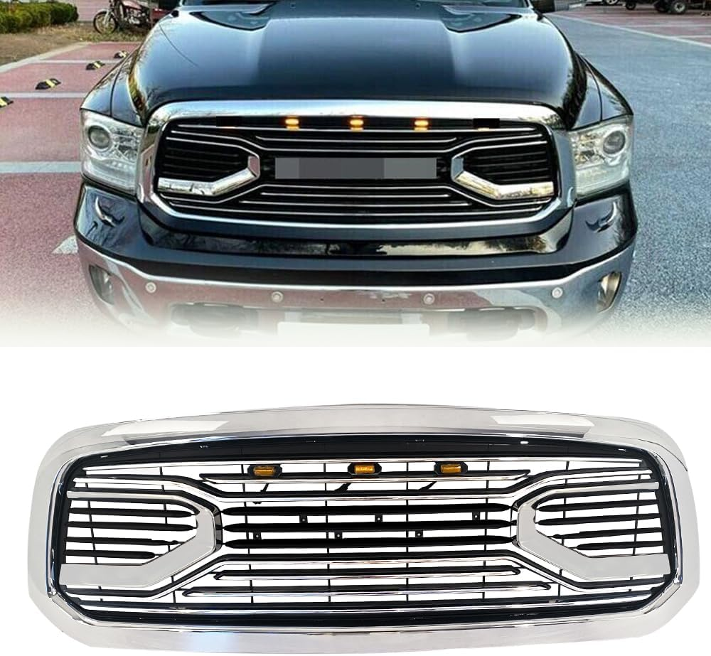 Front Grille For 2013 2014 2015 2016 2017 2018 Dodge Ram 1500 Chrome G