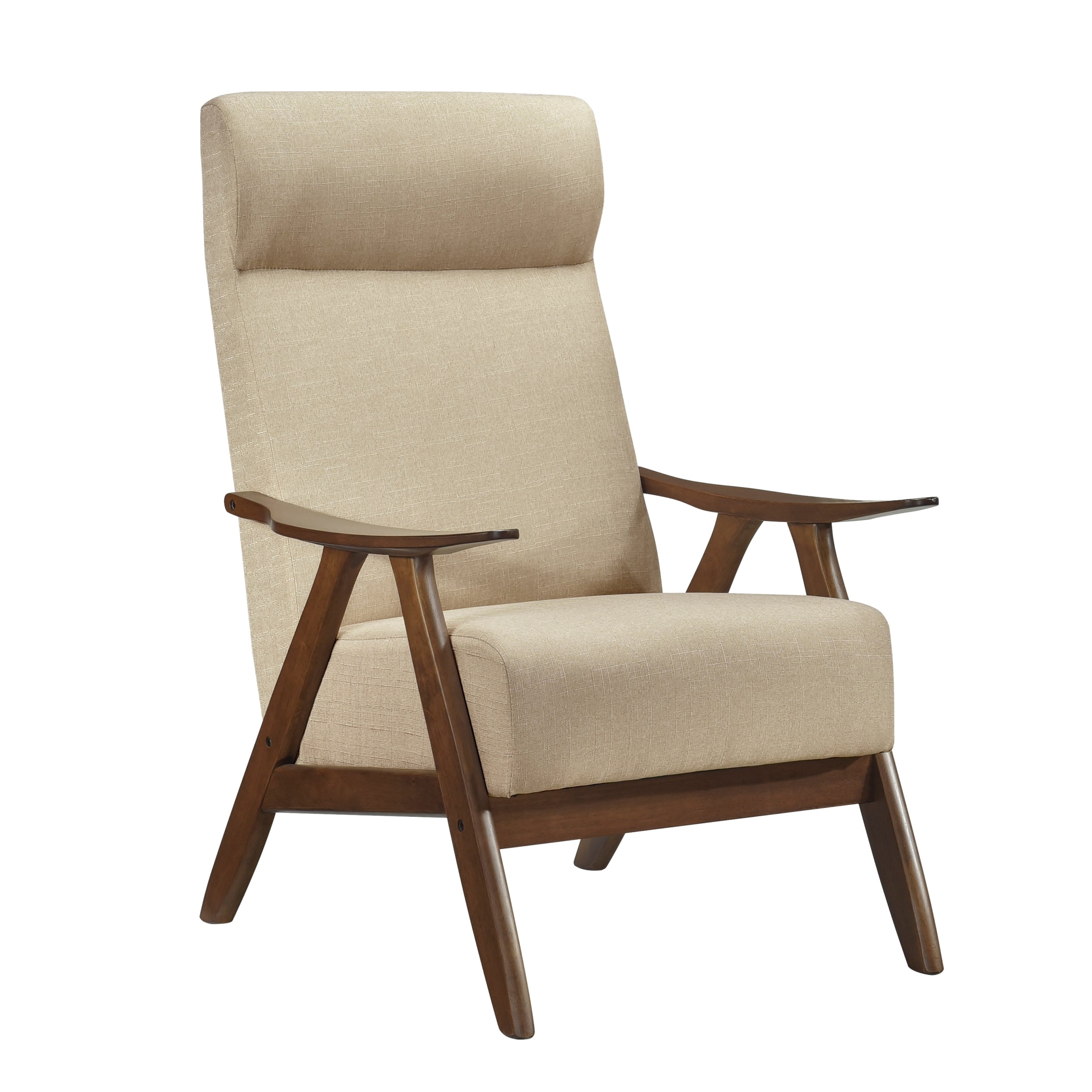 Modern Accent Chair 1Pc Light Brown High Back Chair Cushion Seat And B