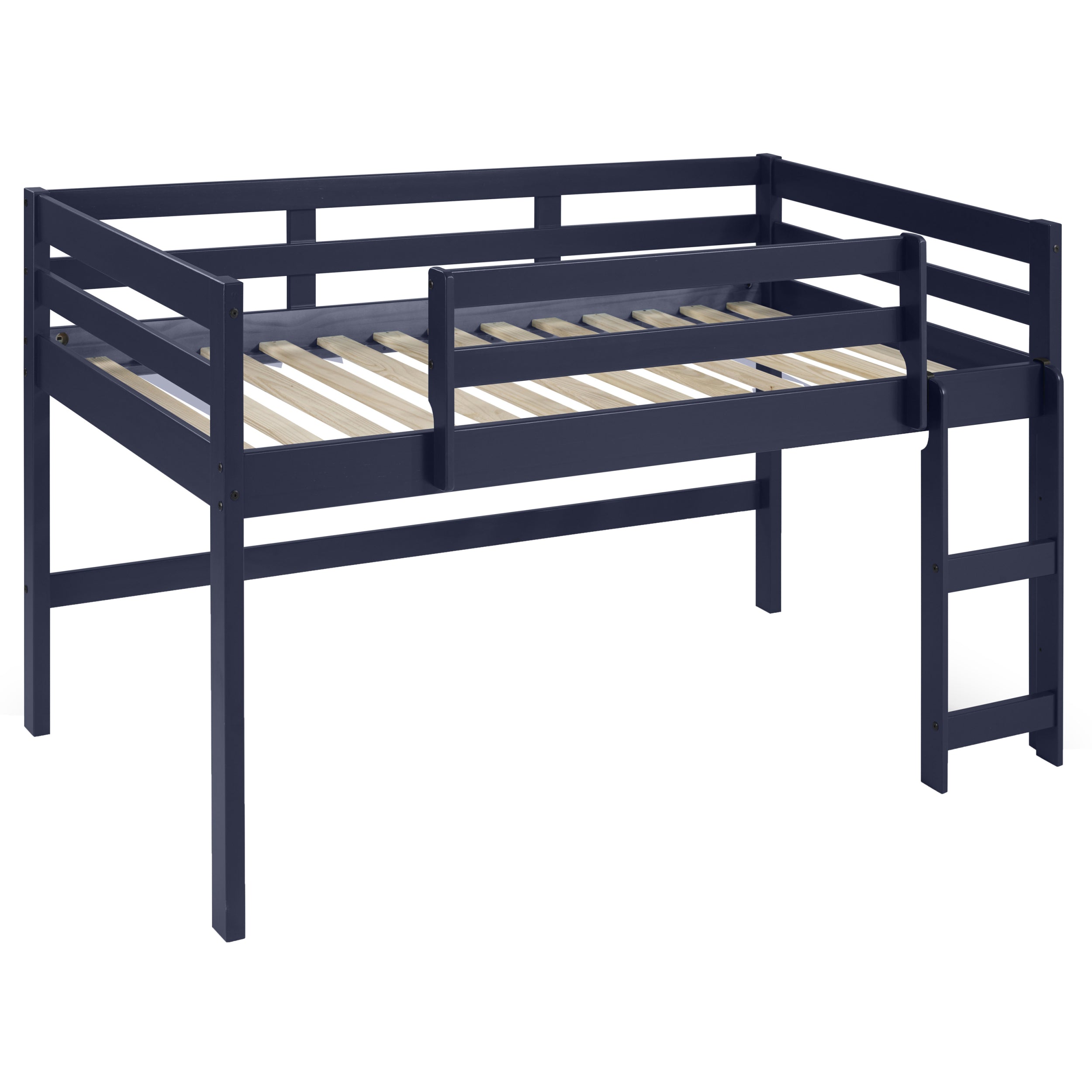 Navy Blue Twin Loft Bed With Reversible Ladder Twin Navy Blue Wood Bed