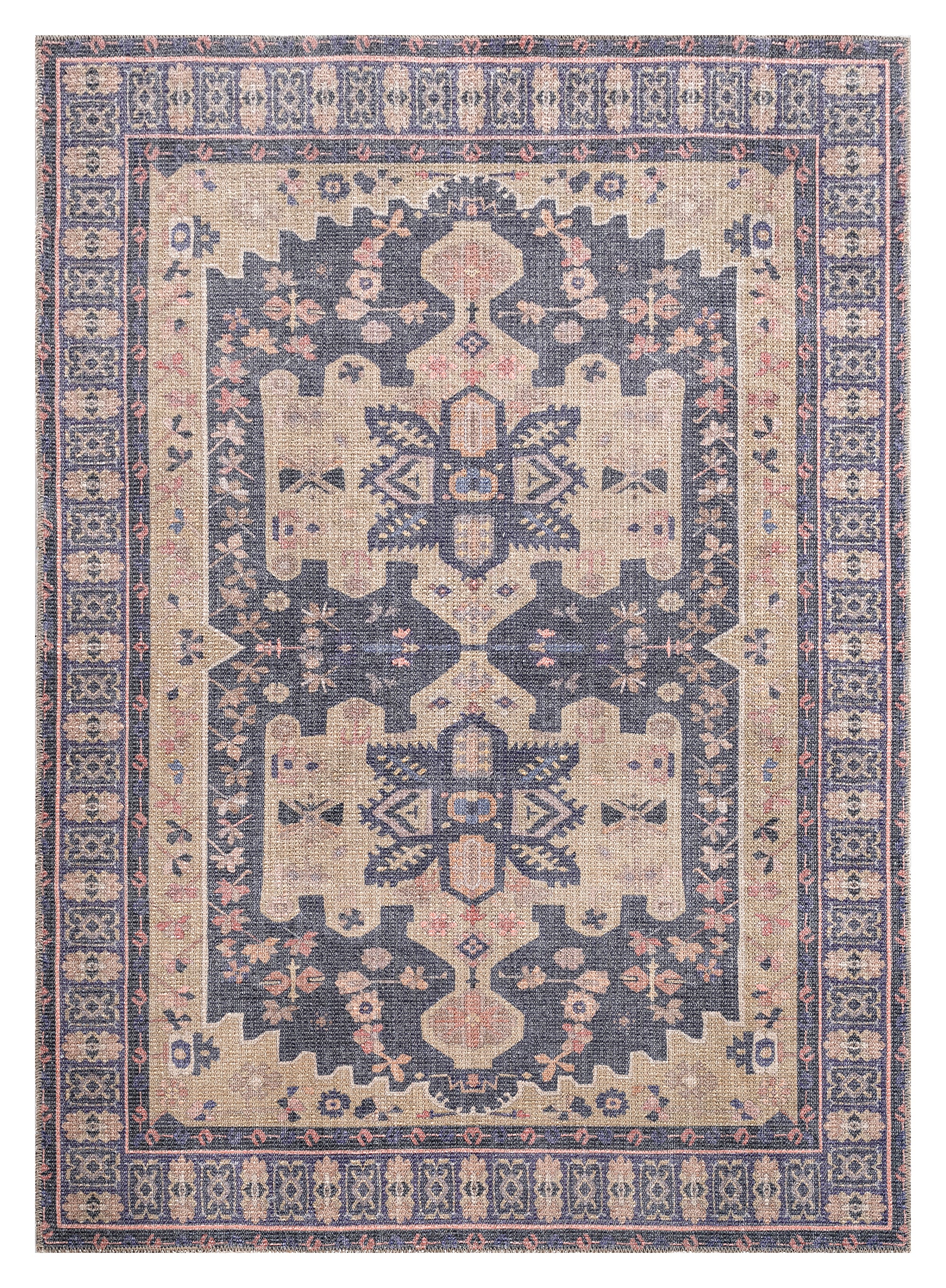 Traditional, Transitional, Oriental, Medallion, Border, Distressed Tex
