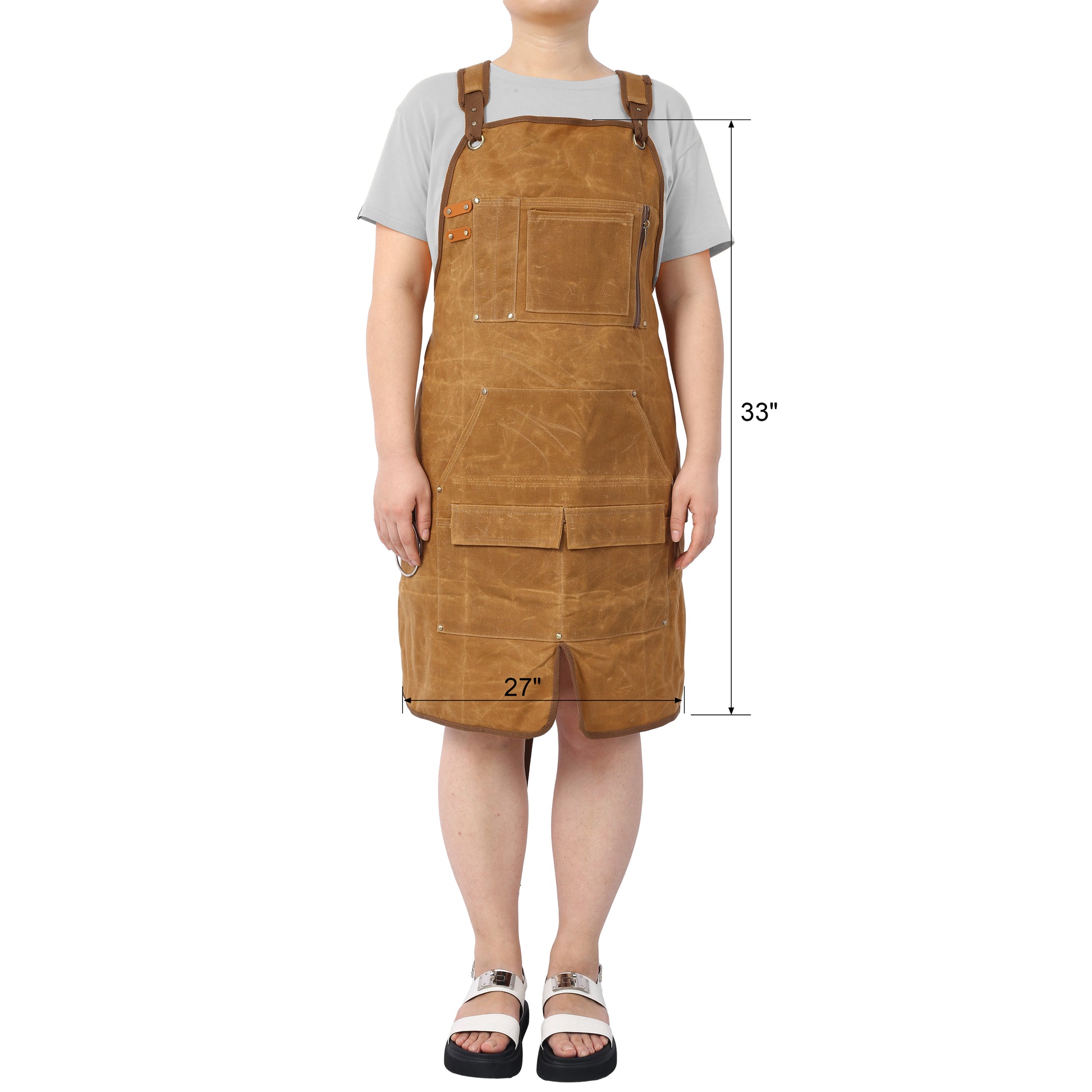 Long Heavy Duty Waxed Canvas Tool Apron, Carpenter Aprons, Woodworking