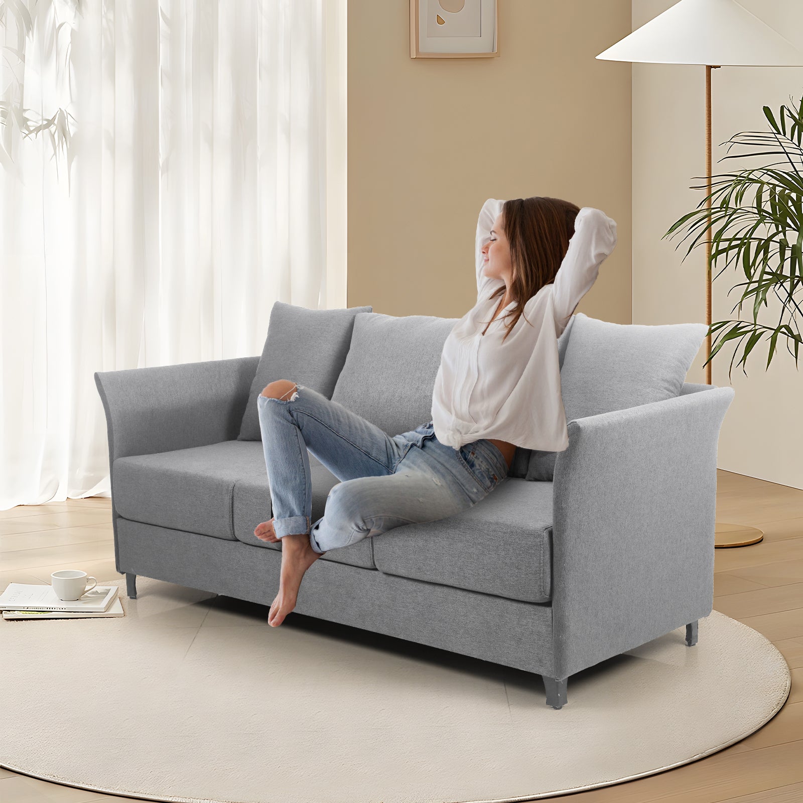 Modern Detachable Sofa 3 Seater Sofa Couches With Metal Frame For Livi